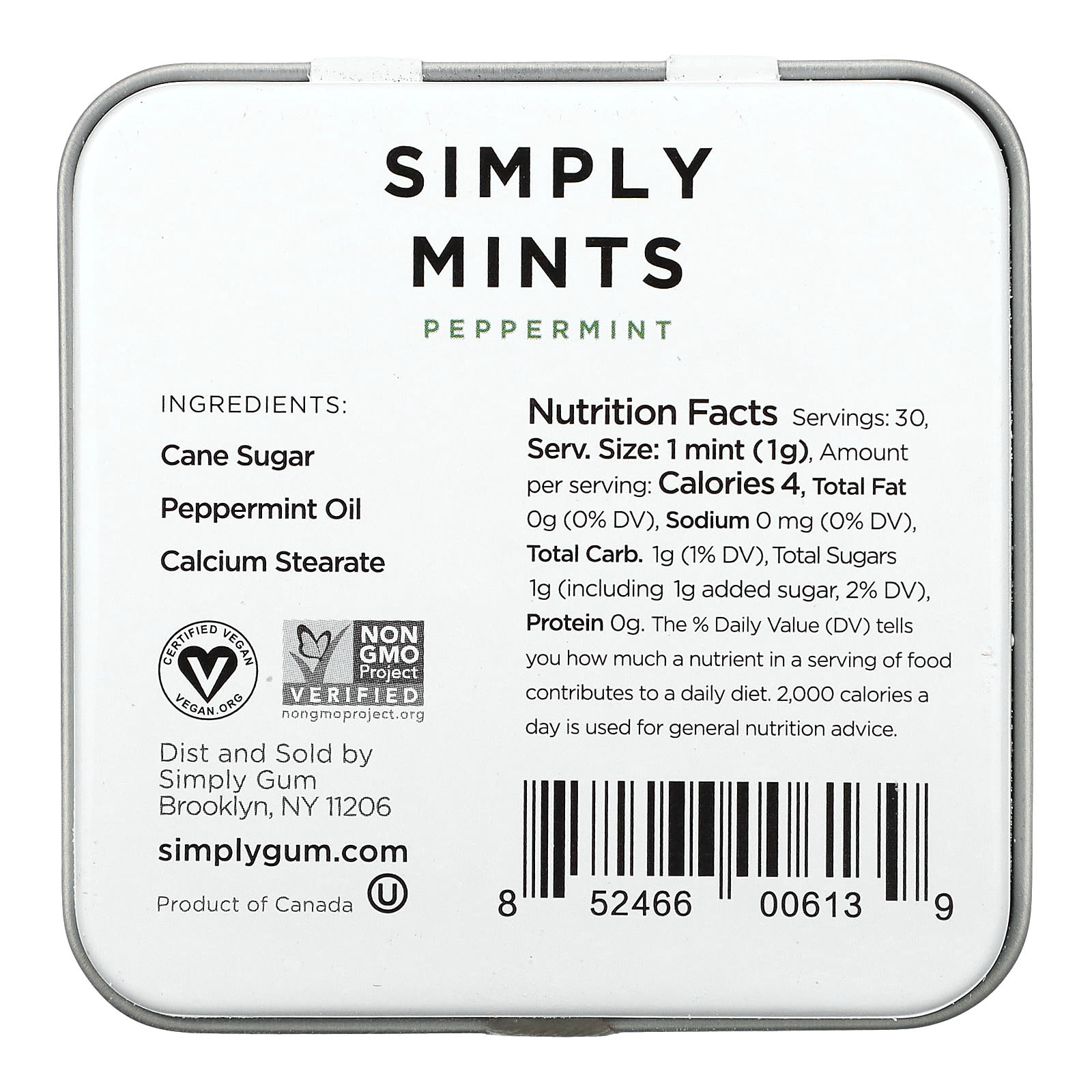 Simply Gum, Mints, Peppermint, 1.1 oz (30 g)