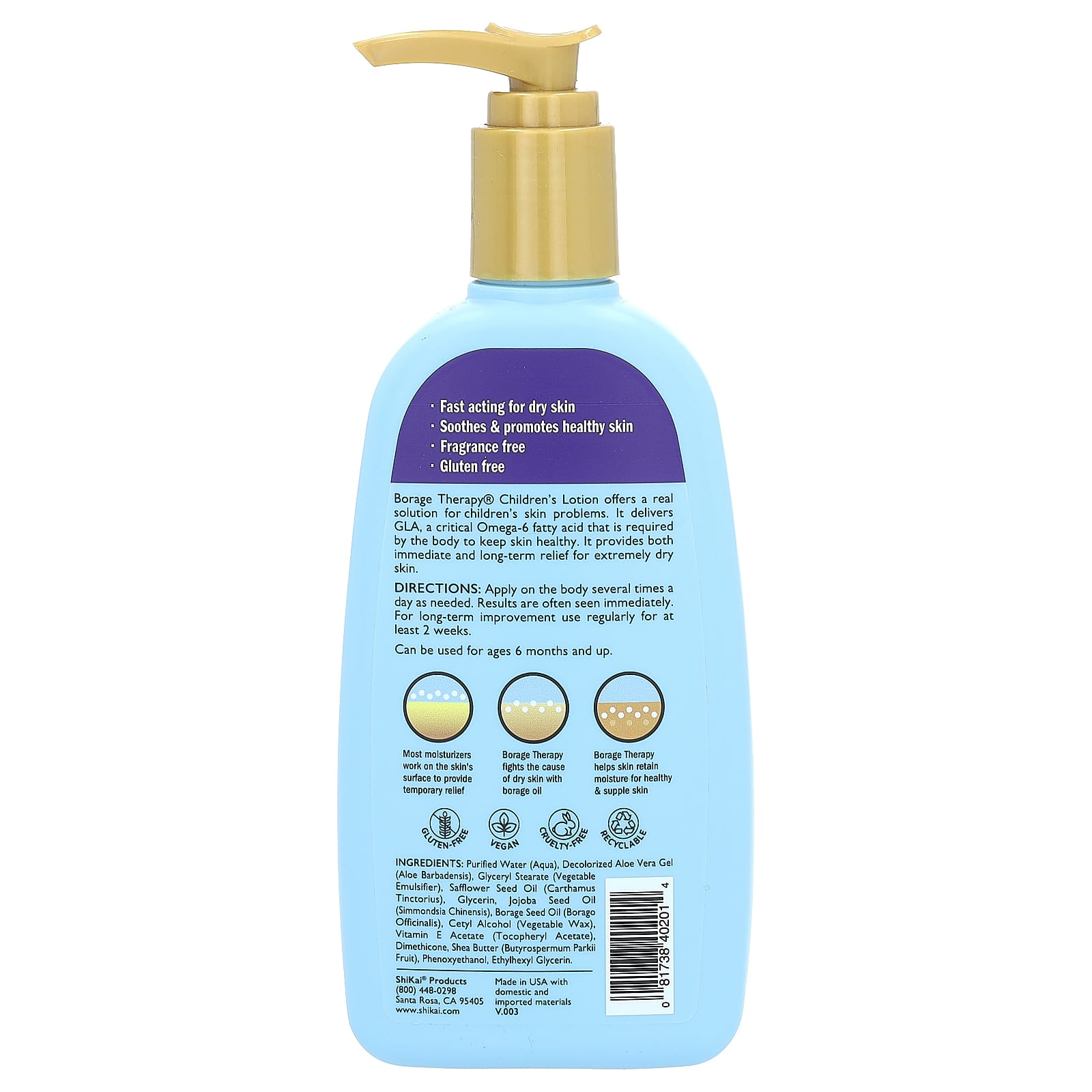Shikai, Borage Therapy, Children's Lotion, For Ages 6 Months and Up ...