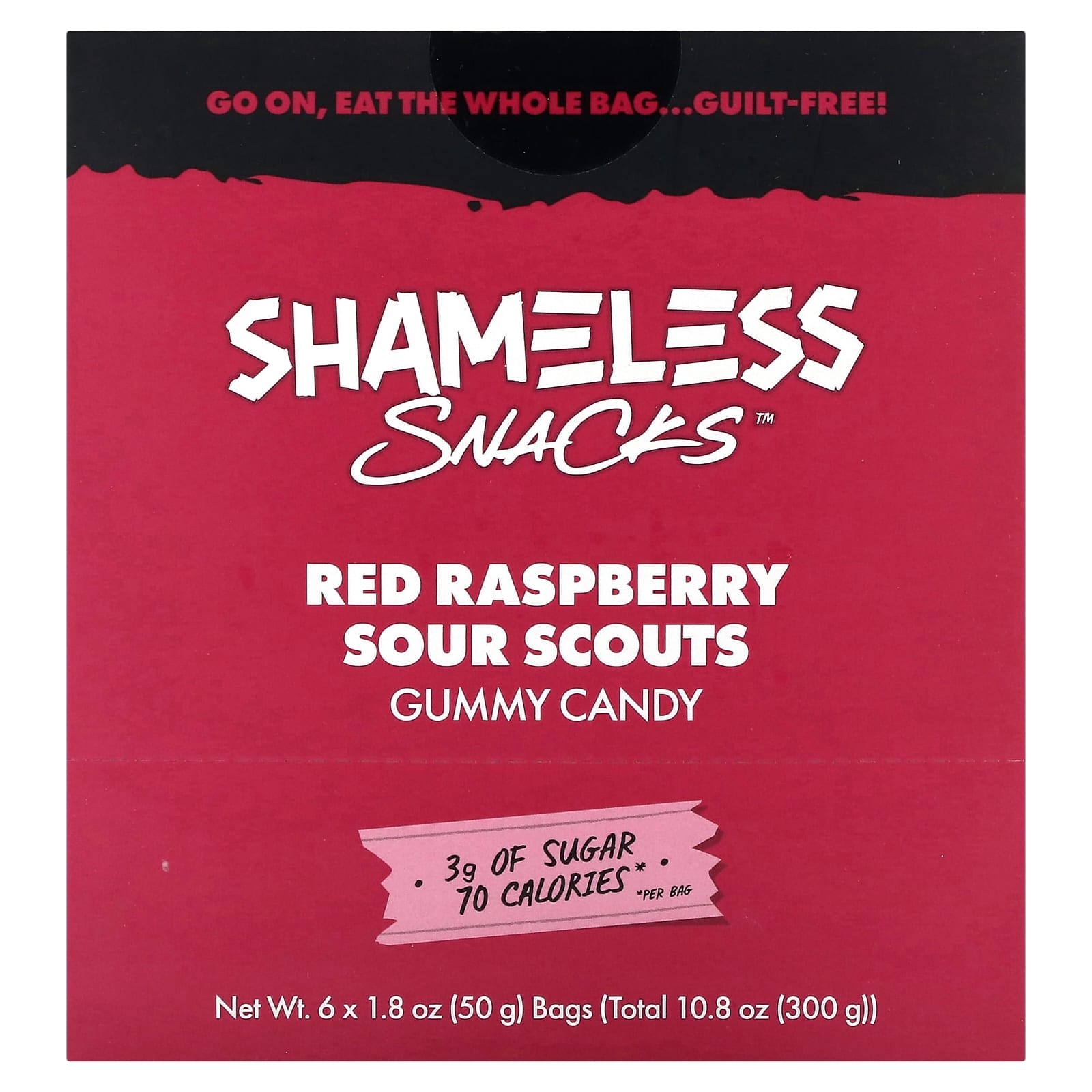 Shameless Snacks, Gummy Candy, Red Raspberry Sour Scouts, 6 Bags, 1.8 ...