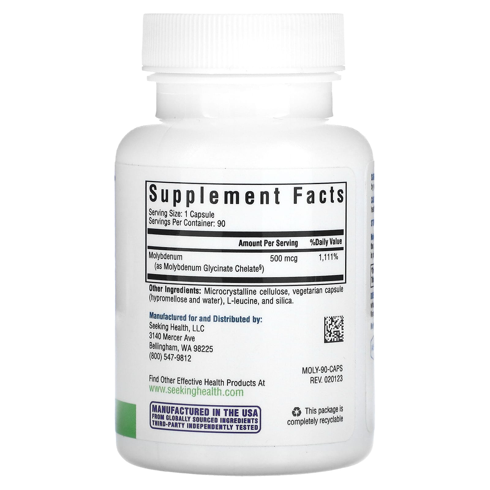 Seeking Health, 몰리브덴, 500mcg, 베지 캡슐 90정 Seeking Health, 몰리브덴, 500mcg, 베지 캡슐 90정