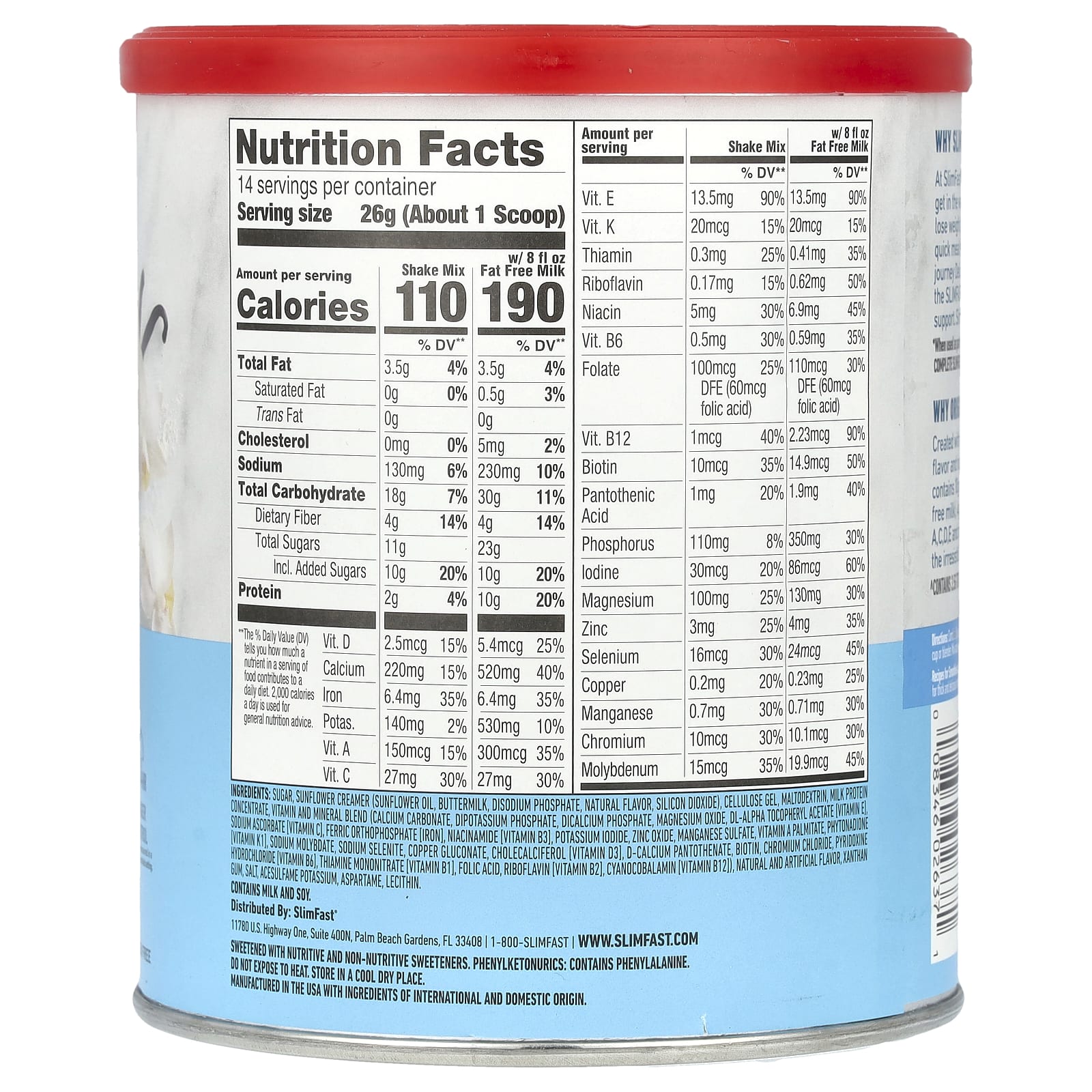 SlimFast, Original, Meal Replacement Shake Mix, French Vanilla, 12.83 ...