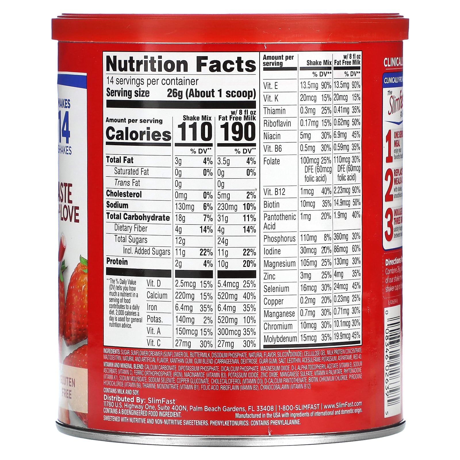 SlimFast, Original, Meal Replacement Shake Mix, Strawberries & Cream ...