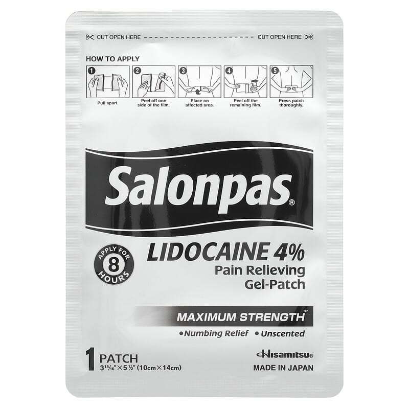 Lidocaine 4 Pain Relieving Gel Patch Maximum Strength Unscented 6 Patches