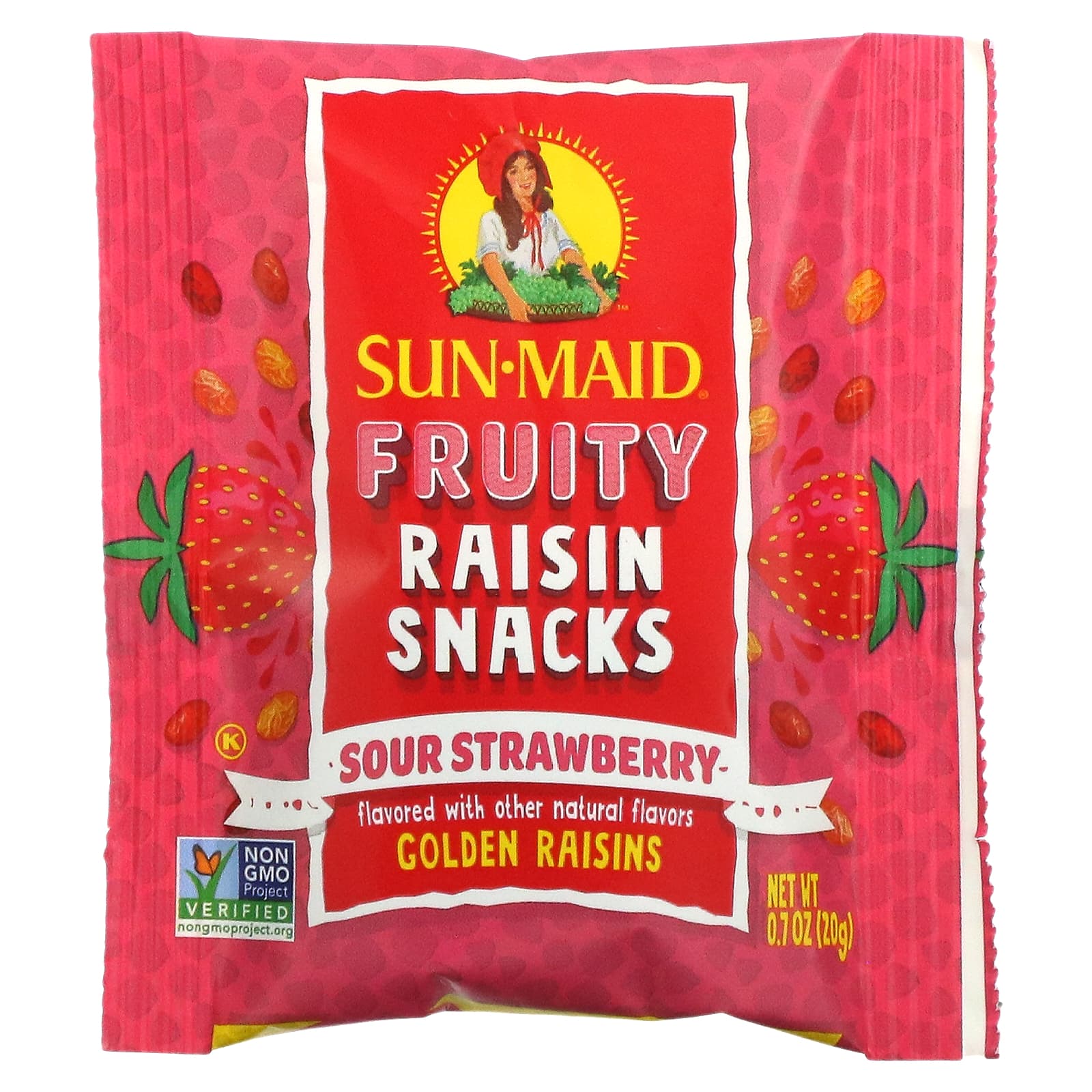 Sun-Maid, Fruity Raisin Snacks, Sour Strawberry, 7 Pouches, 0.7 oz (20 ...