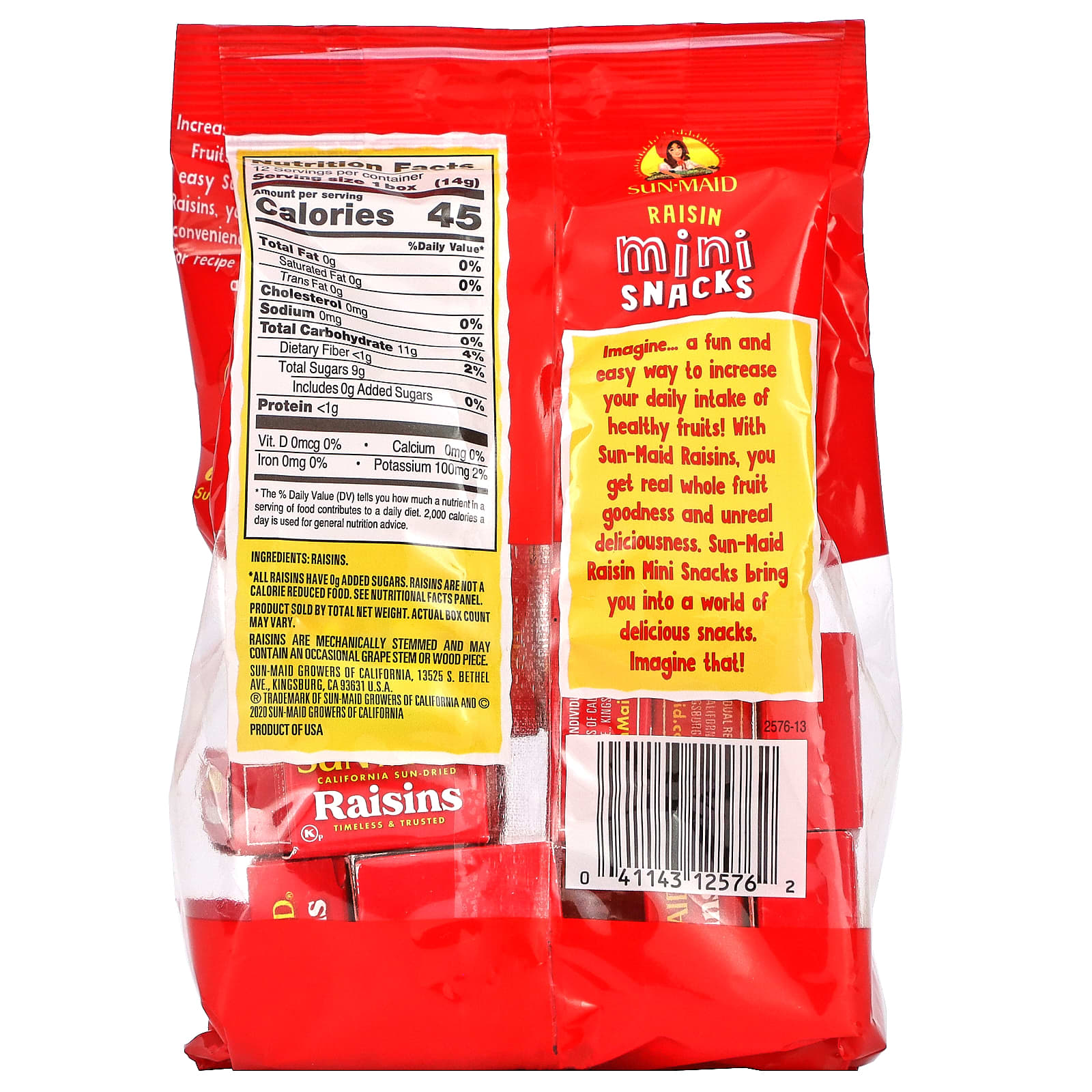 Sun-Maid, Raisin Mini Snacks, 12 Boxes, 0.5 oz Each
