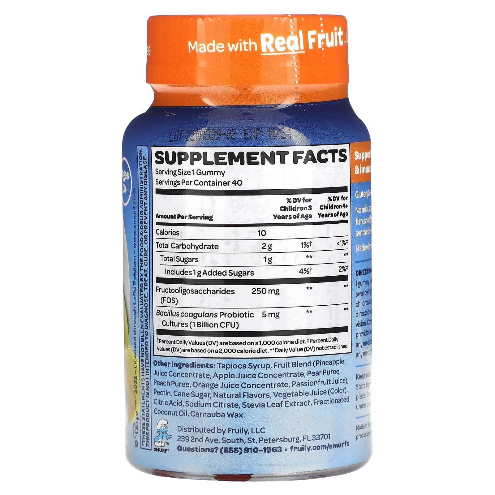 The Smurfs, Kids Gummy, Digestive Probiotic, Ages 3+, Smurf Berry, 40 ...