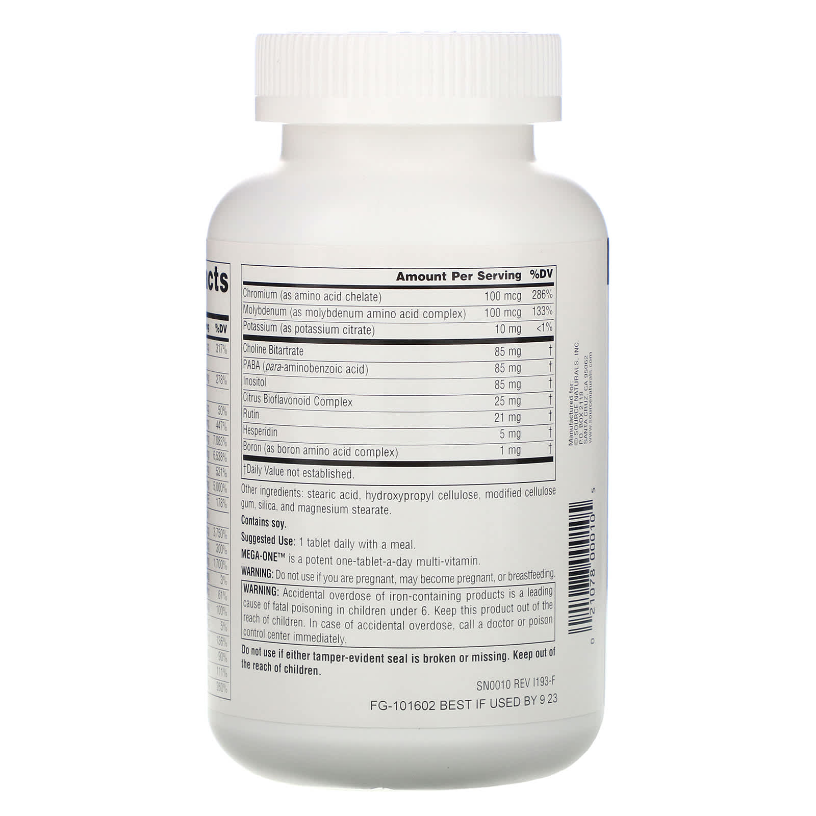 Source Naturals, Mega-One, High Potency Multi-Vitamin with Minerals ...