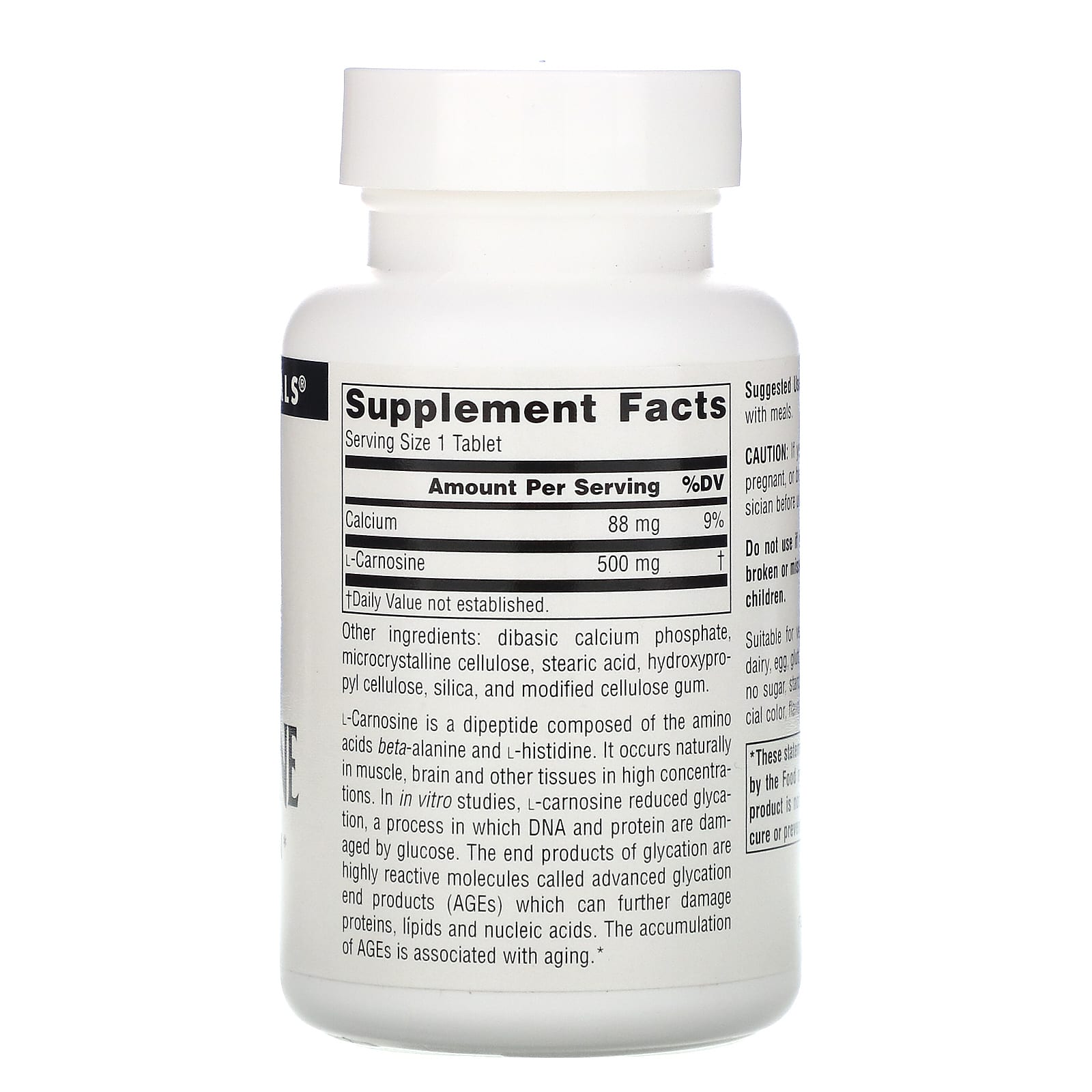 Source Naturals, L-Carnosine, 500 mg, 60 Tablets