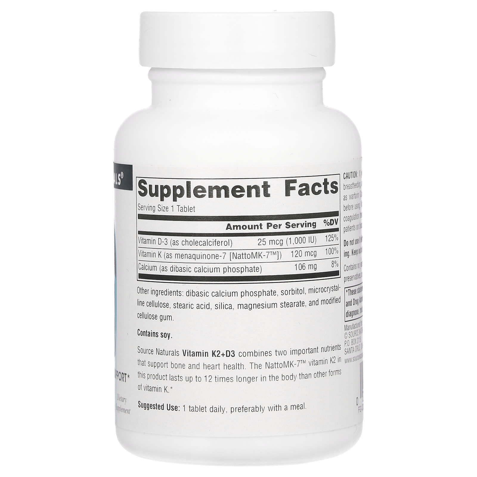 Source Naturals, Vitamin K2 + D3, 60 Tablets