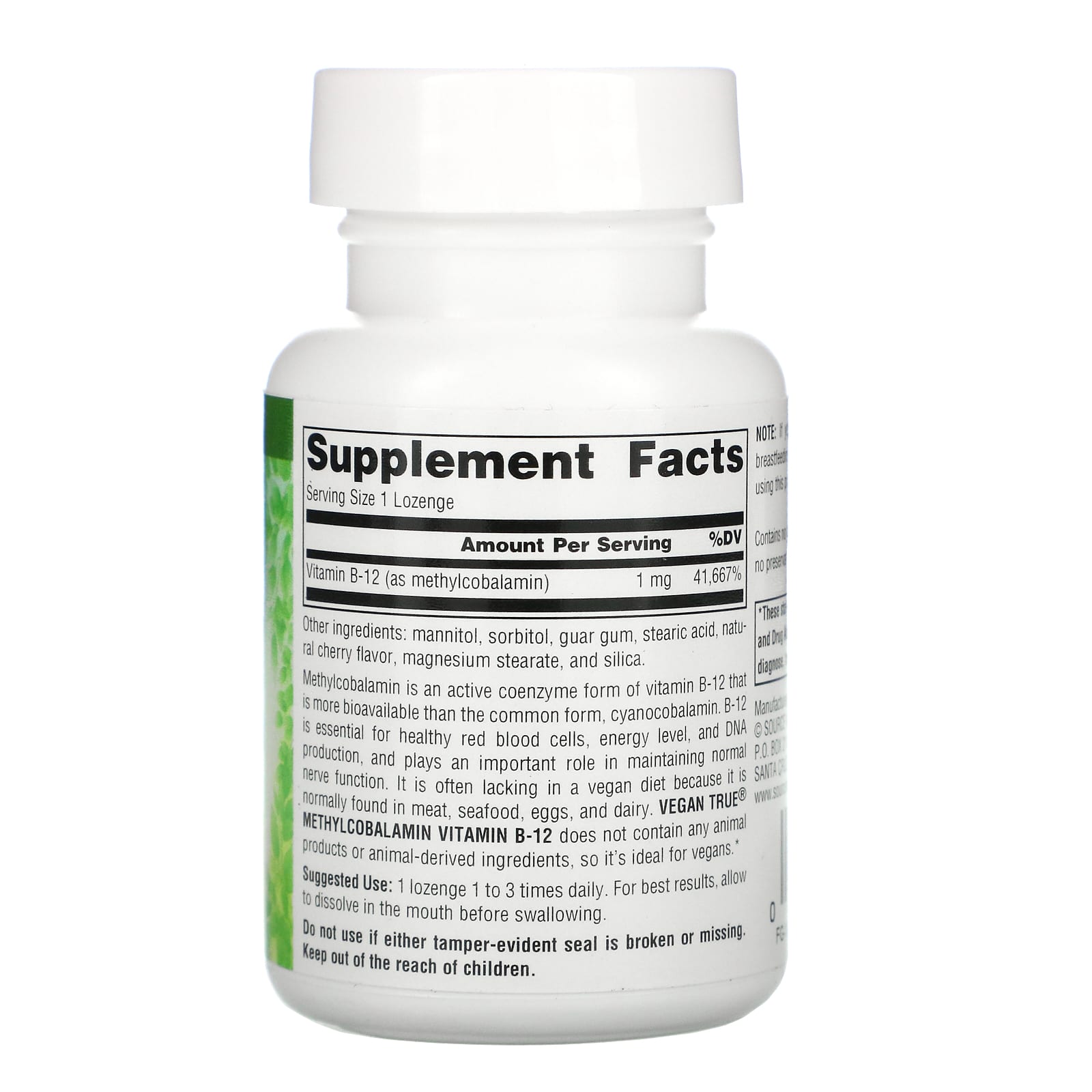 Source Naturals Vegan True Methylcobalamin Vitamin B 12 Cherry 1