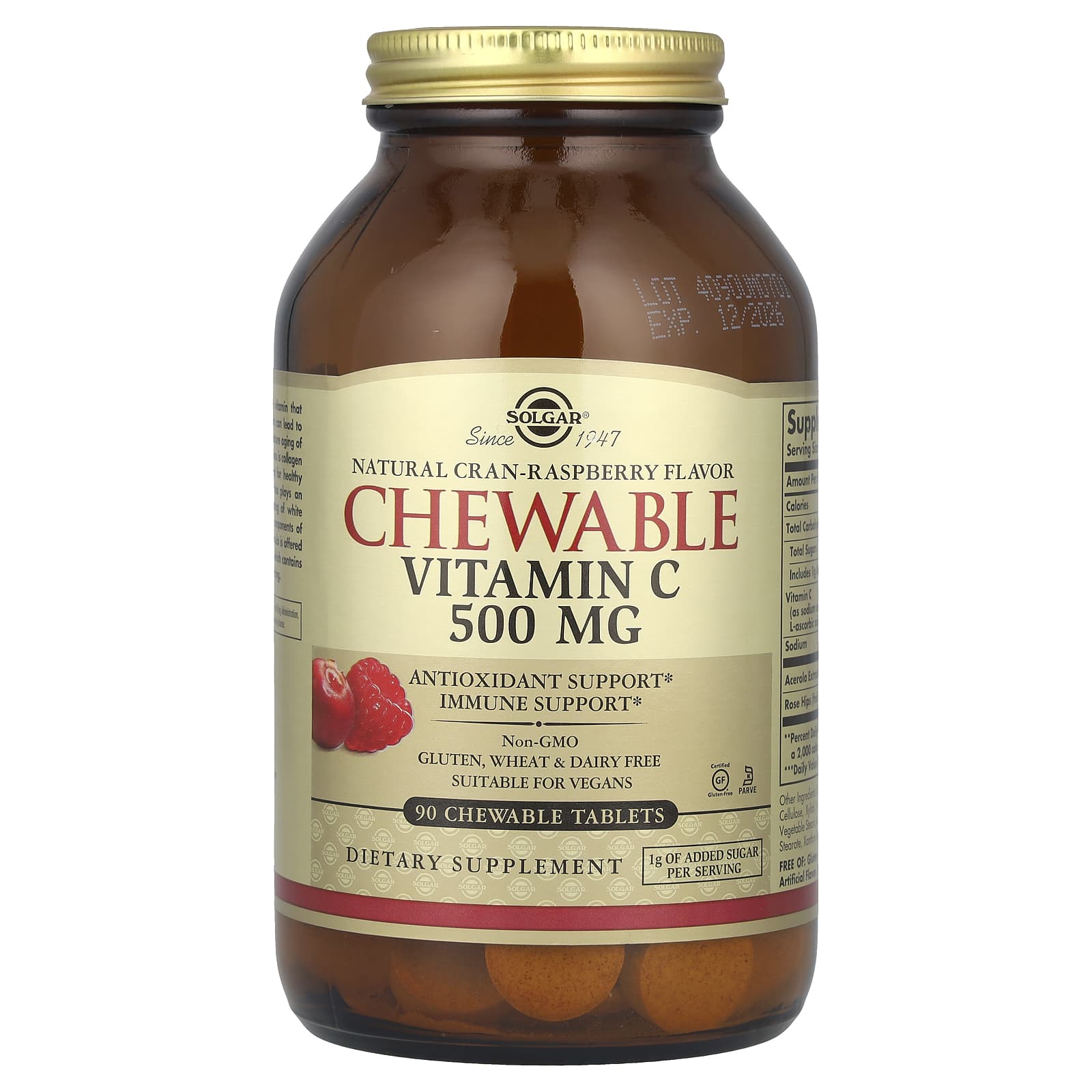 Solgar, Chewable Vitamin C, Natural Cran-Raspberry, 500 mg, 90 Chewable ...