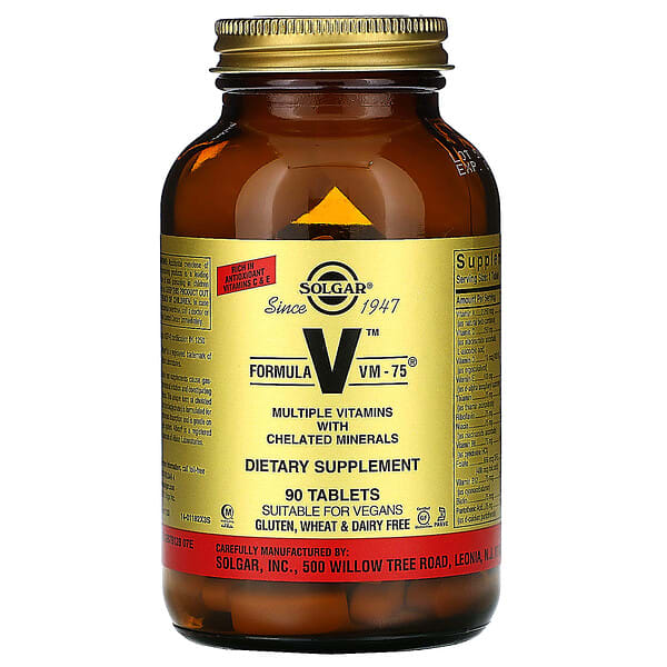Solgar, Formula V, VM-75, Multiple Vitamins with Chelated Minerals, 90 ...