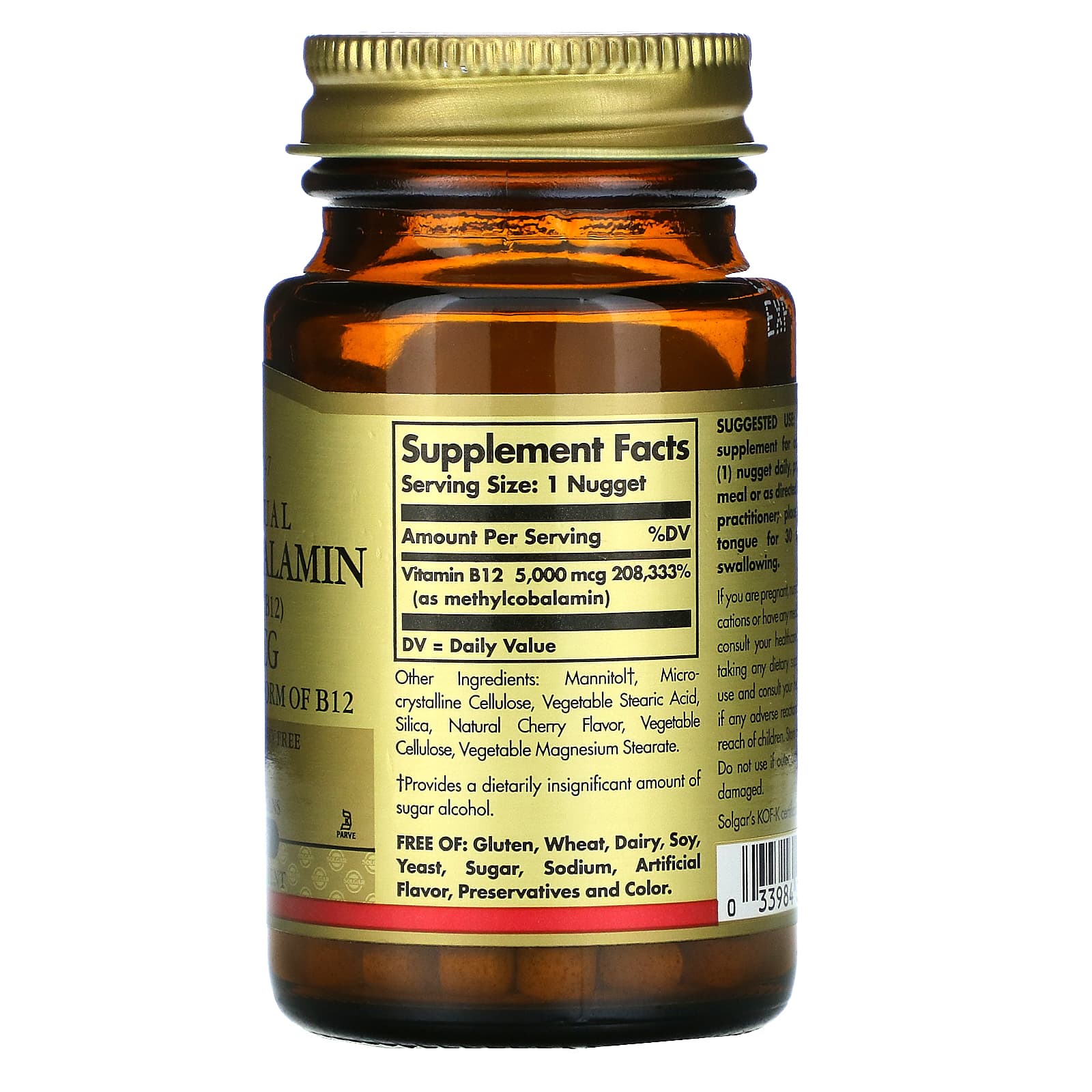 Solgar, Sublingual Methylcobalamin (Vitamin B12), 5,000 mcg, 30 Nuggets Solgar, Sublingual Methylcobalamin (Vitamin B12), 5,000 mcg, 30 Nuggets