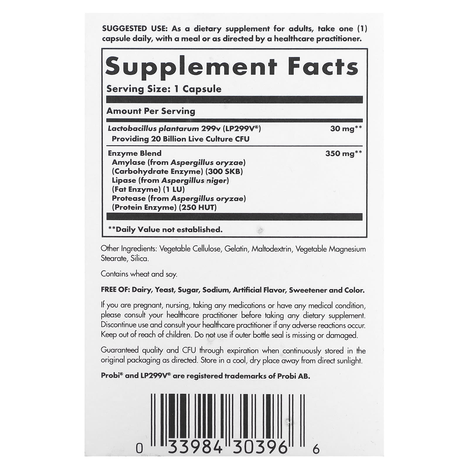 Solgar, Probi Plus Enzyme, Probiotic Enzyme Complex, 20 Billion CFUs ...