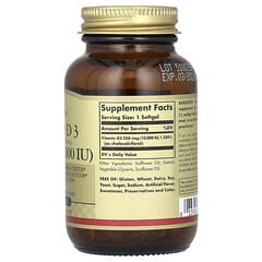 Solgar, Vitamin D3 (Cholecalciferol), 250 mcg (10,000 IU), 120 Softgels