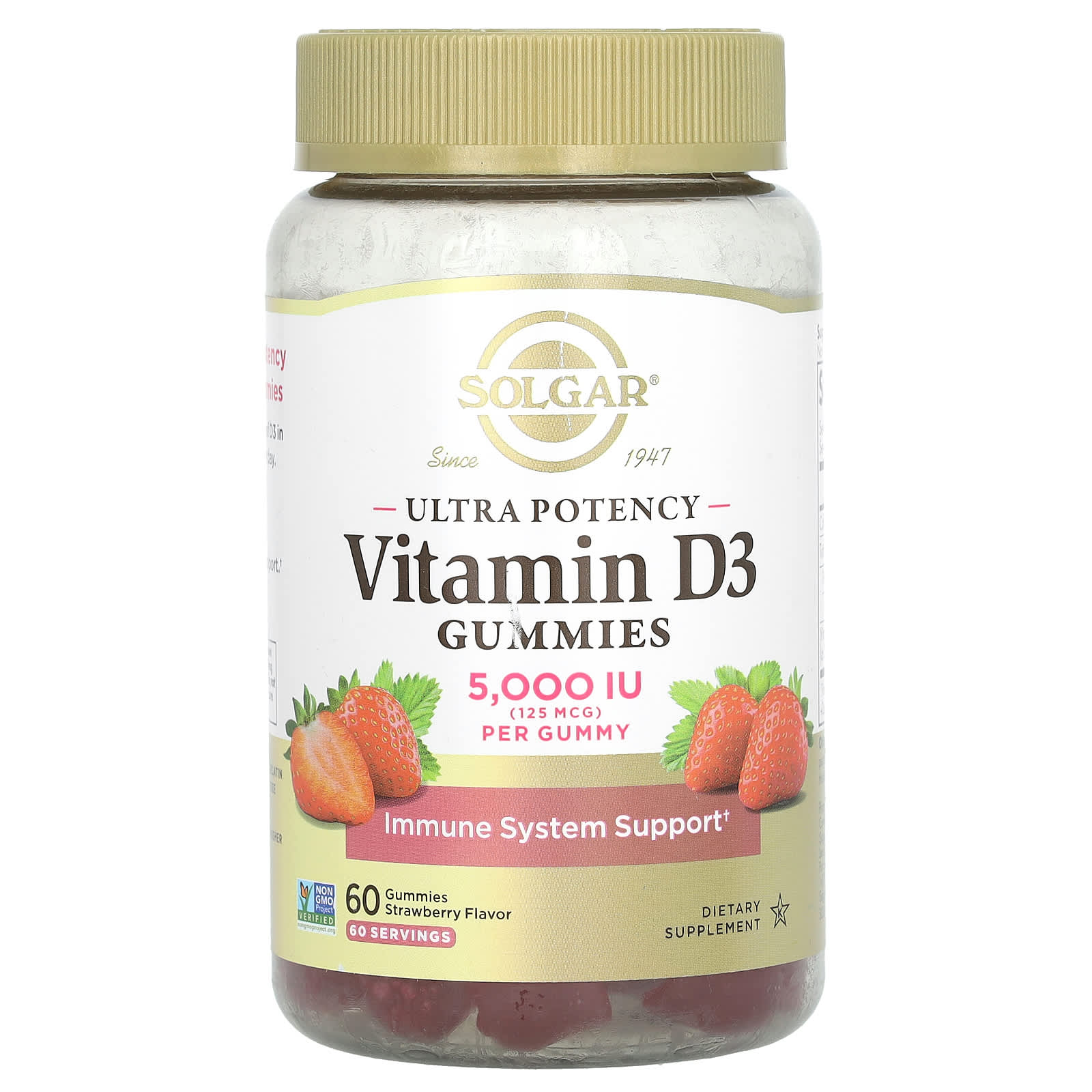 Solgar, Ultra Potency Vitamin D3 Gummies, Strawberry, 125 mcg (5,000 IU ...