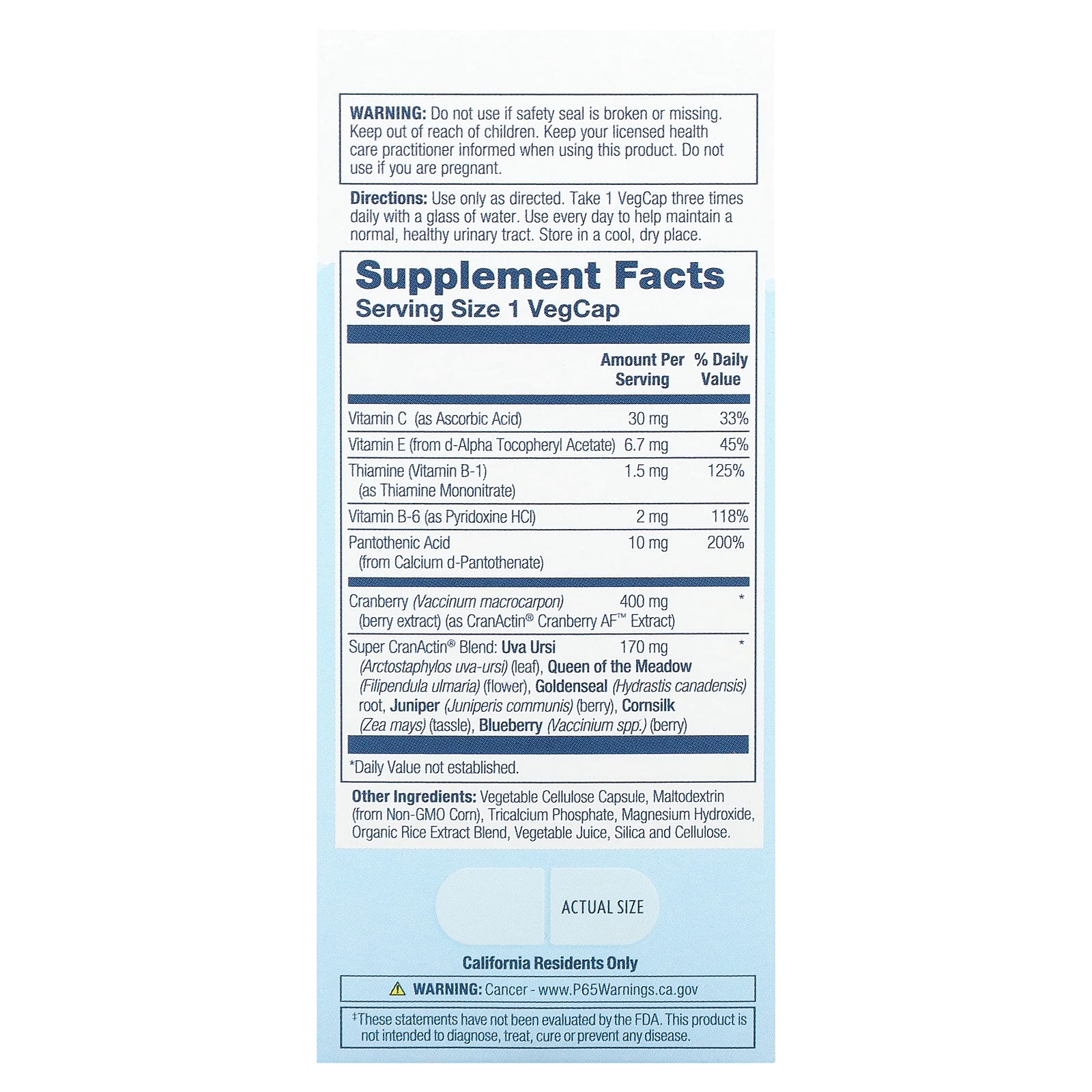 Solaray, Super CranActin with Herbal Support Blend, 400 mg, 60 VegCaps