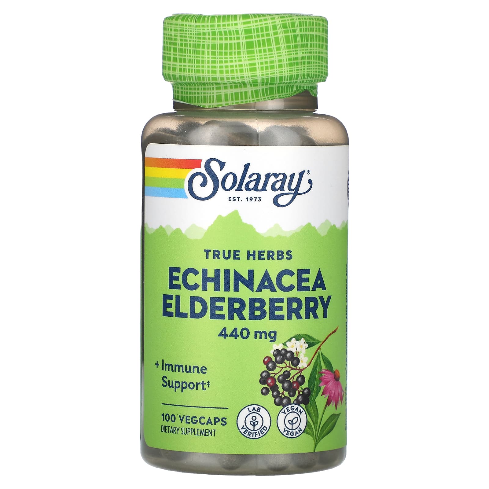 Solaray, True Herbs, Echinacea Elderberry, 440 mg, 100 VegCaps