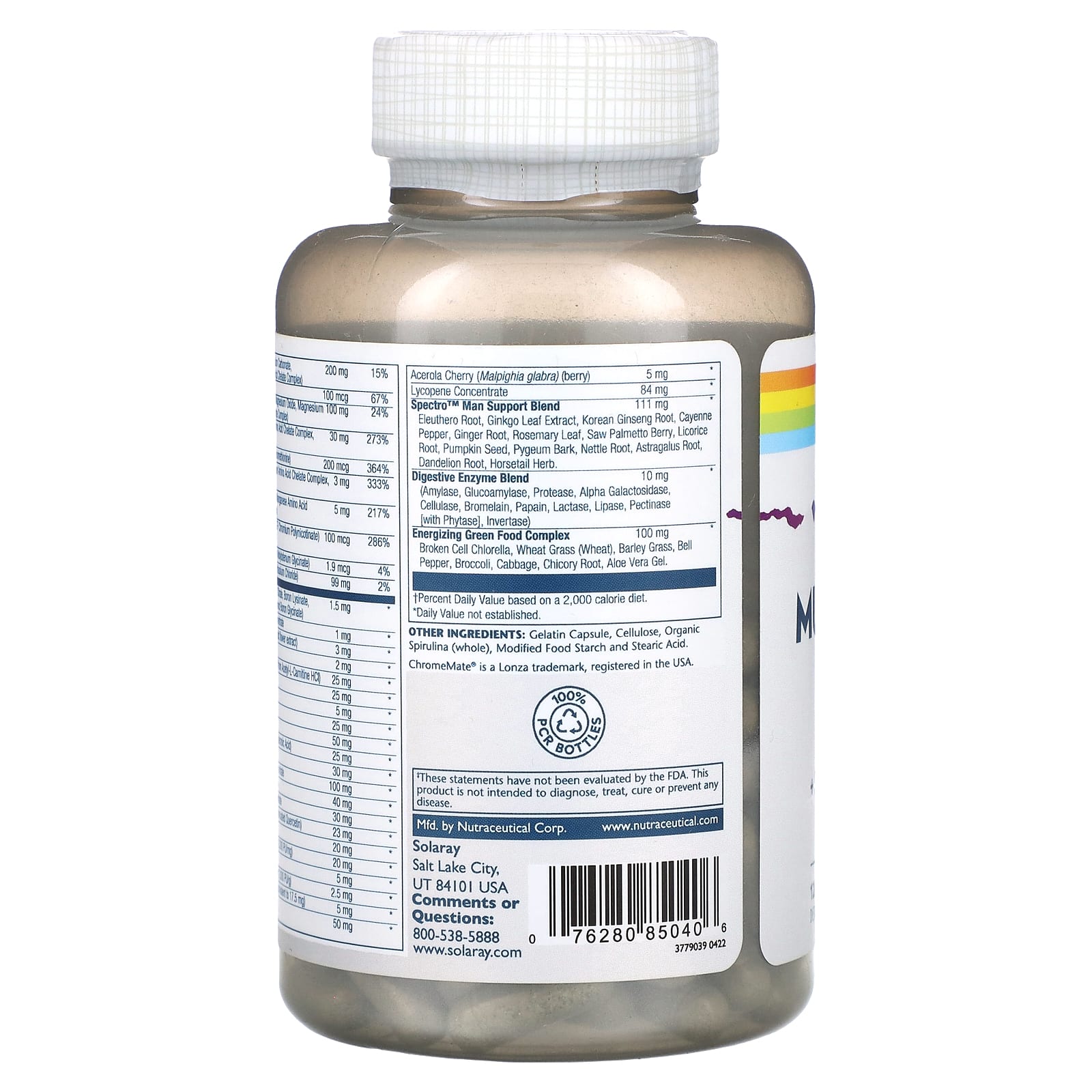 Solaray, Spectro multivitaminico, uomo, 120 capsule