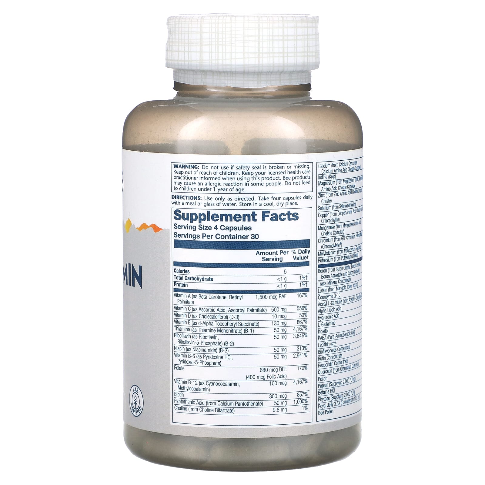 Solaray, Spectro Multivitamínico, Hombre, 120 cápsulas