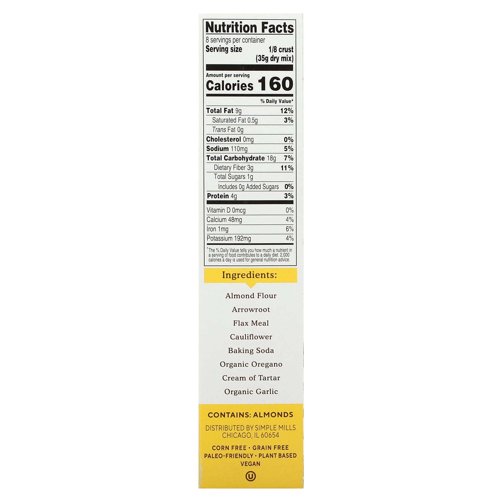 Simple Mills, Almond Flour Baking Mix, Pizza Dough, 9.8 oz (277 g)