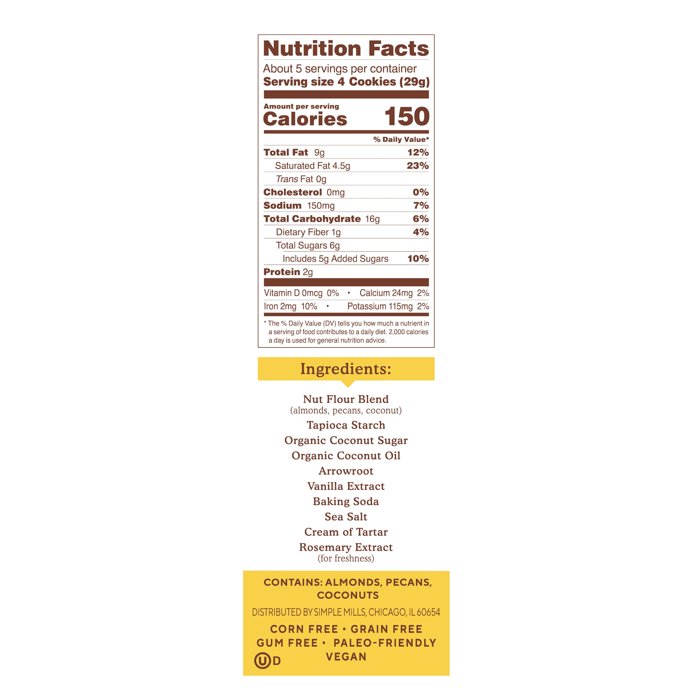 Simple Mills, Crunchy Almond Flour Cookies, Toasted Pecan, 5.5 oz (156 g)