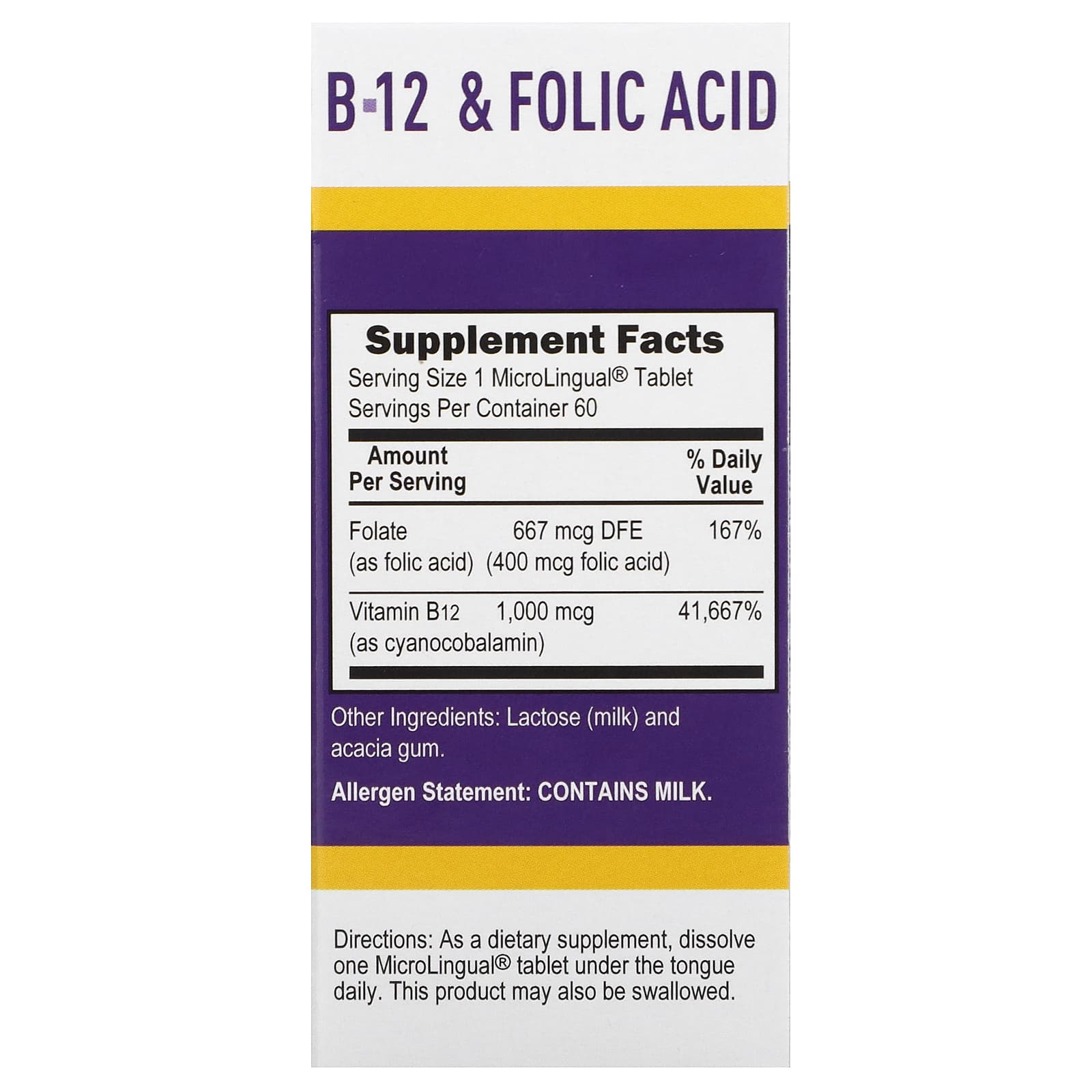 Superior Source, Cyanocobalamin B-12 & Folic Acid, 60 MicroLingual ...