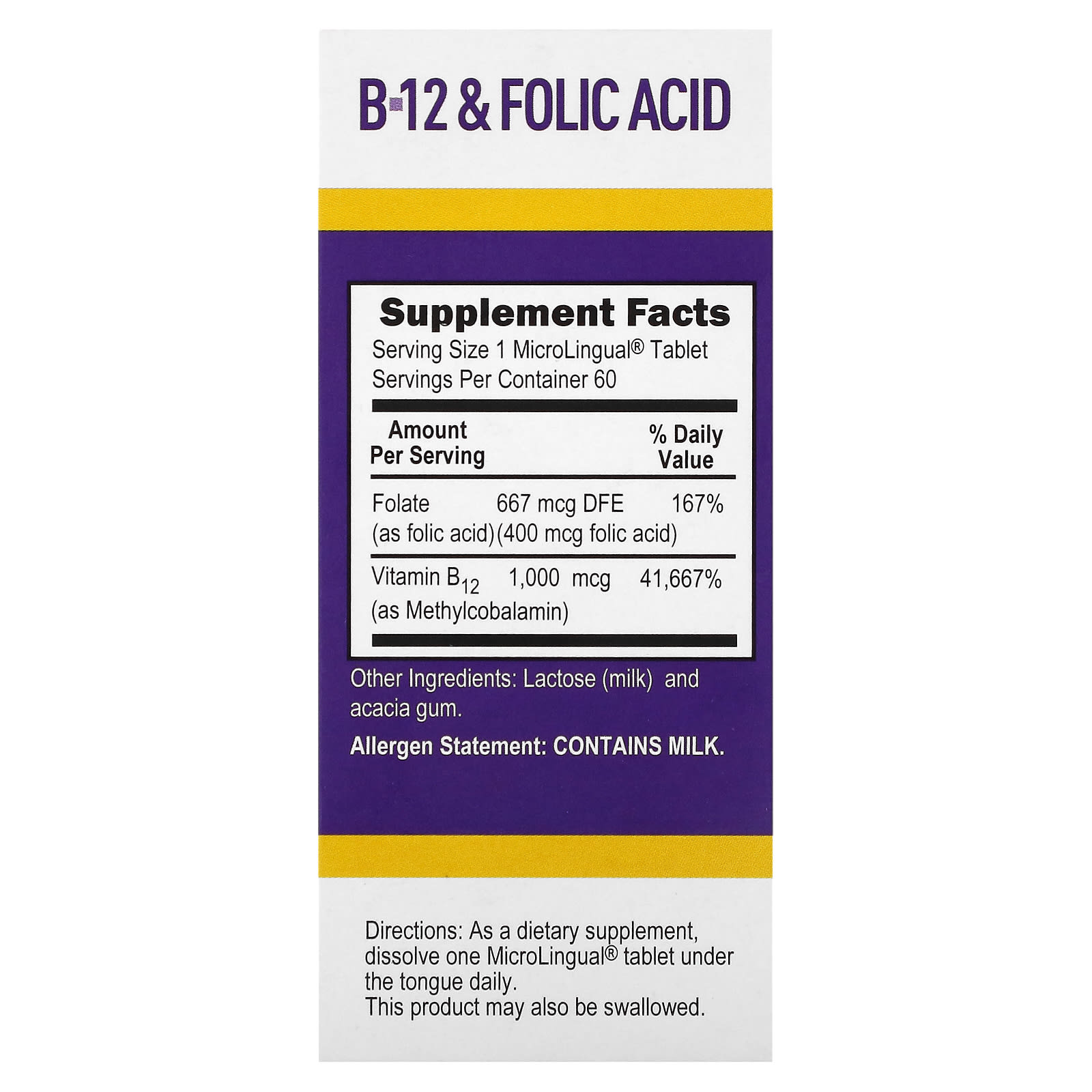 Superior Source, Methylcobalamin B-12, Folic Acid, 60 Instant Dissolve ...