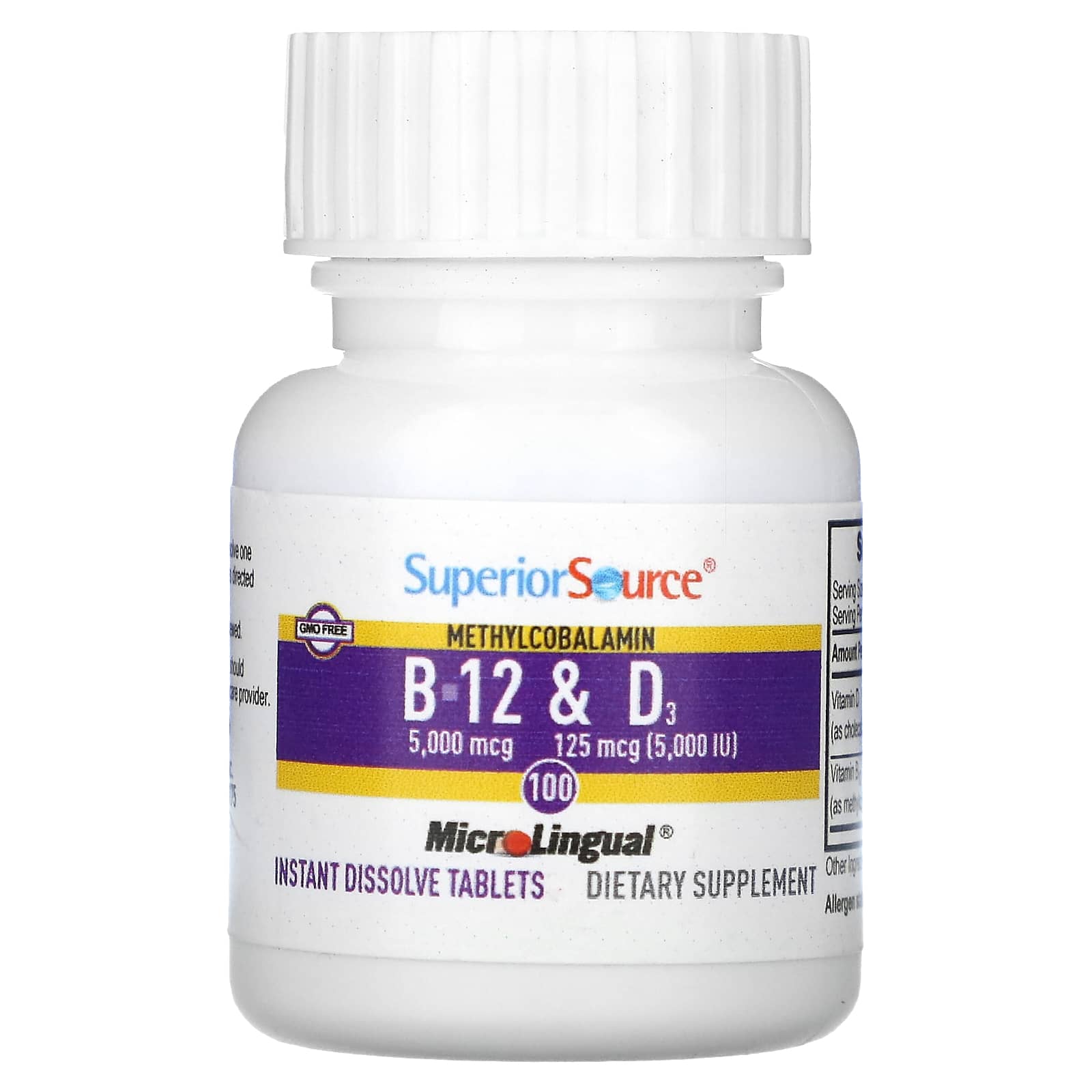 Superior Source, Methylcobalamin B-12 & Vitamin D3, 100 MicroLingual ...