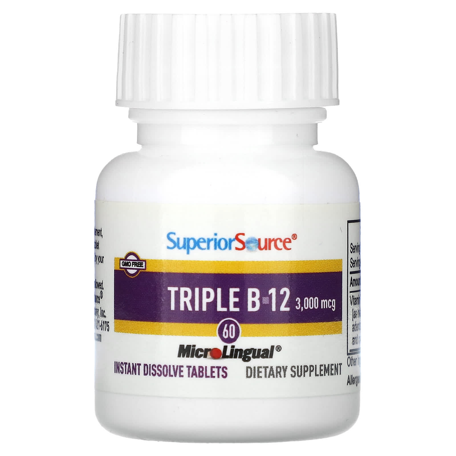Superior Source, Triple B-12, 3,000 mcg, 60 MicroLingual Instant ...