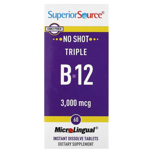 Superior Source, Triple B-12, 3,000 mcg, 60 MicroLingual Instant ...