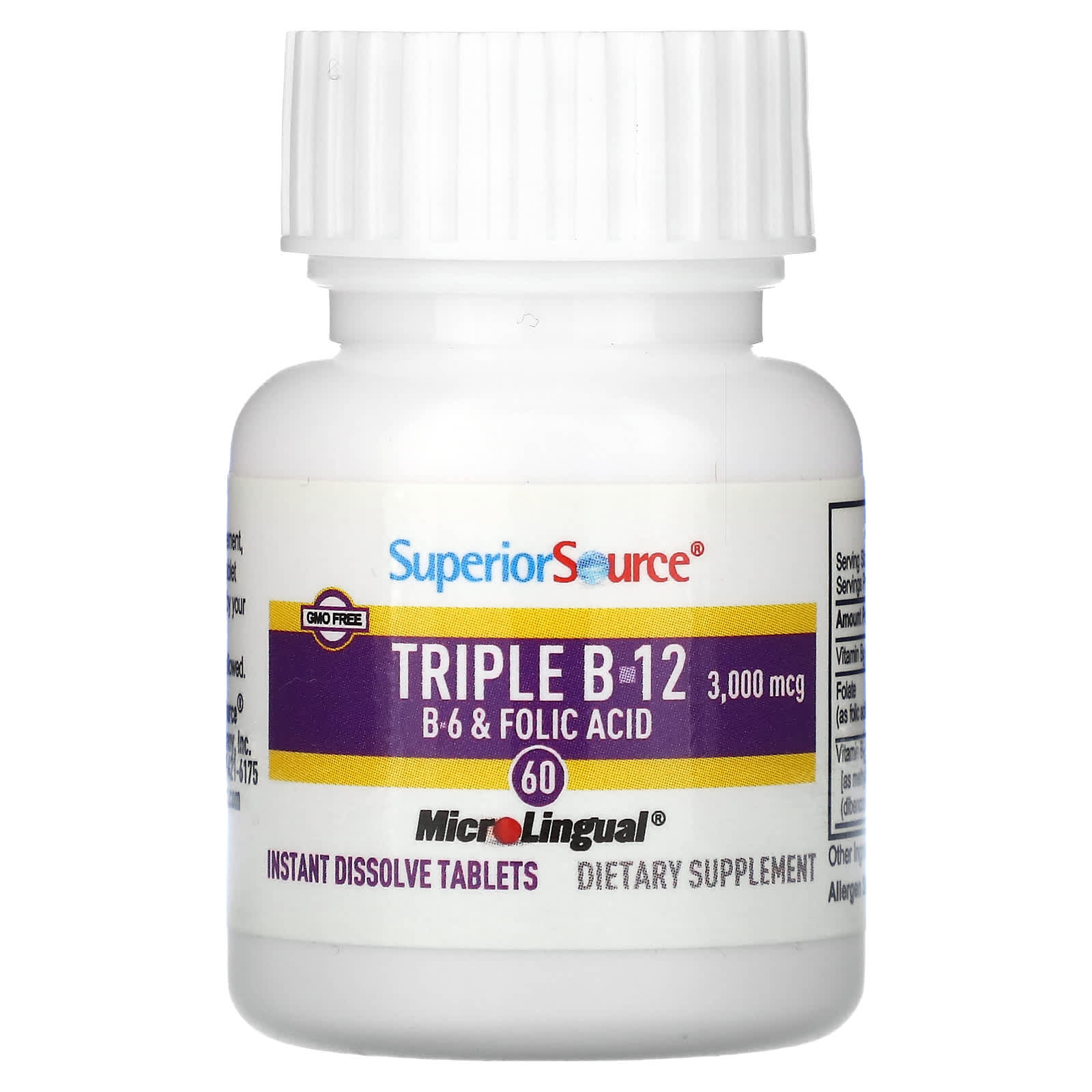 Superior Source, Triple B-12, B-6, Folic Acid, 60 MicroLingual Instant ...