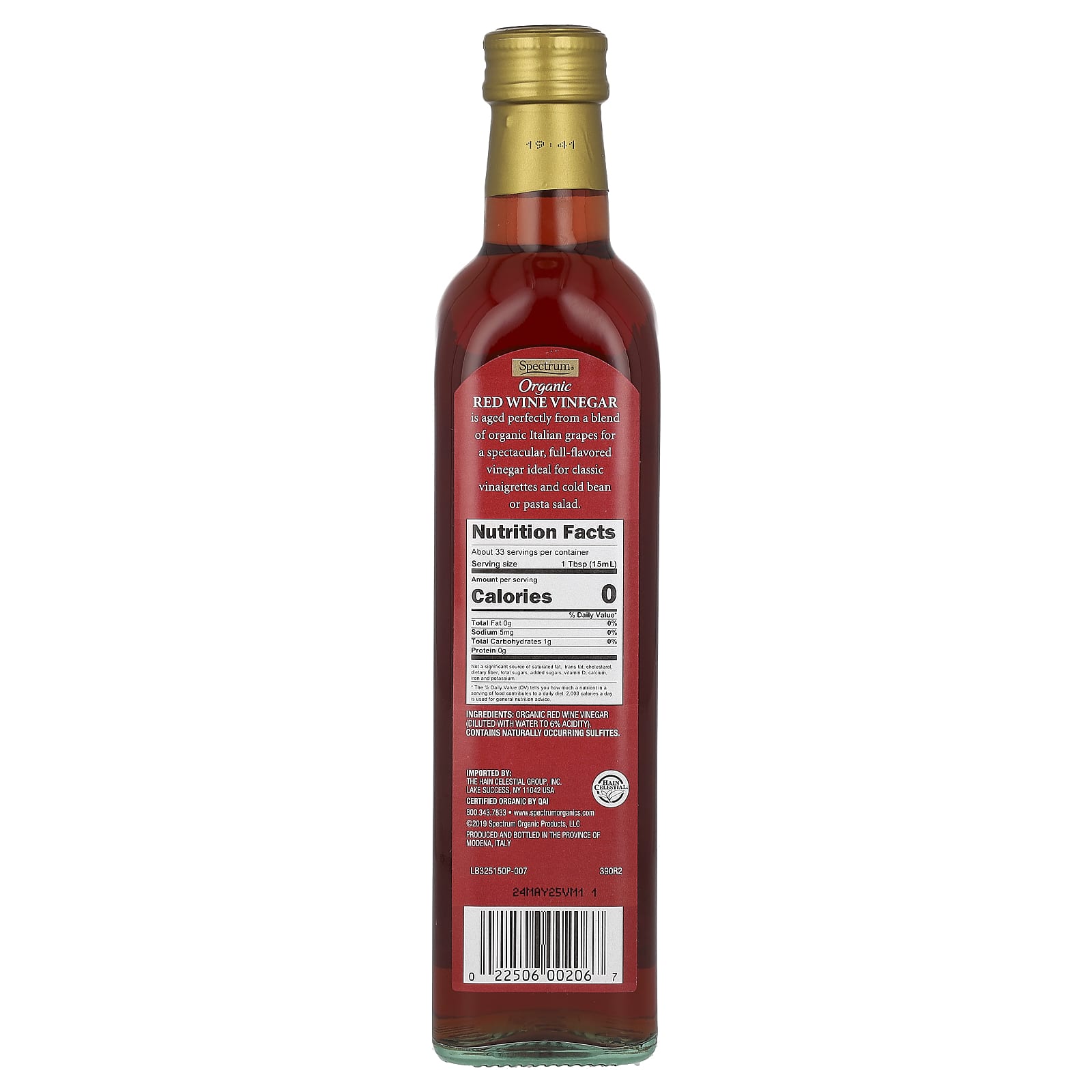 Spectrum Culinary, Organic Red Wine Vinegar, 16.9 fl oz (500 ml)