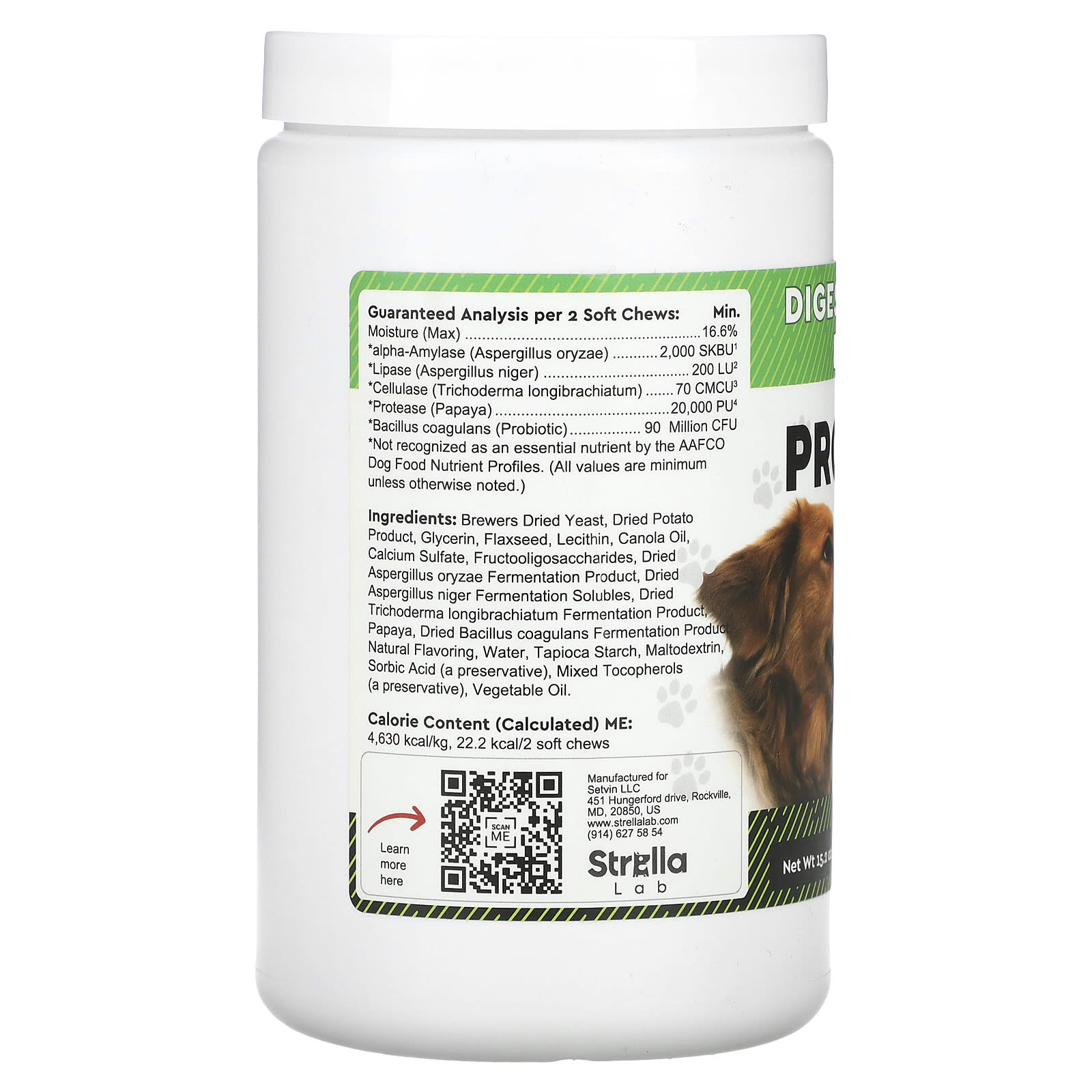 StrellaLab, Probiotics for Dogs, 180 Soft Chews, (15.2 oz (432 g)