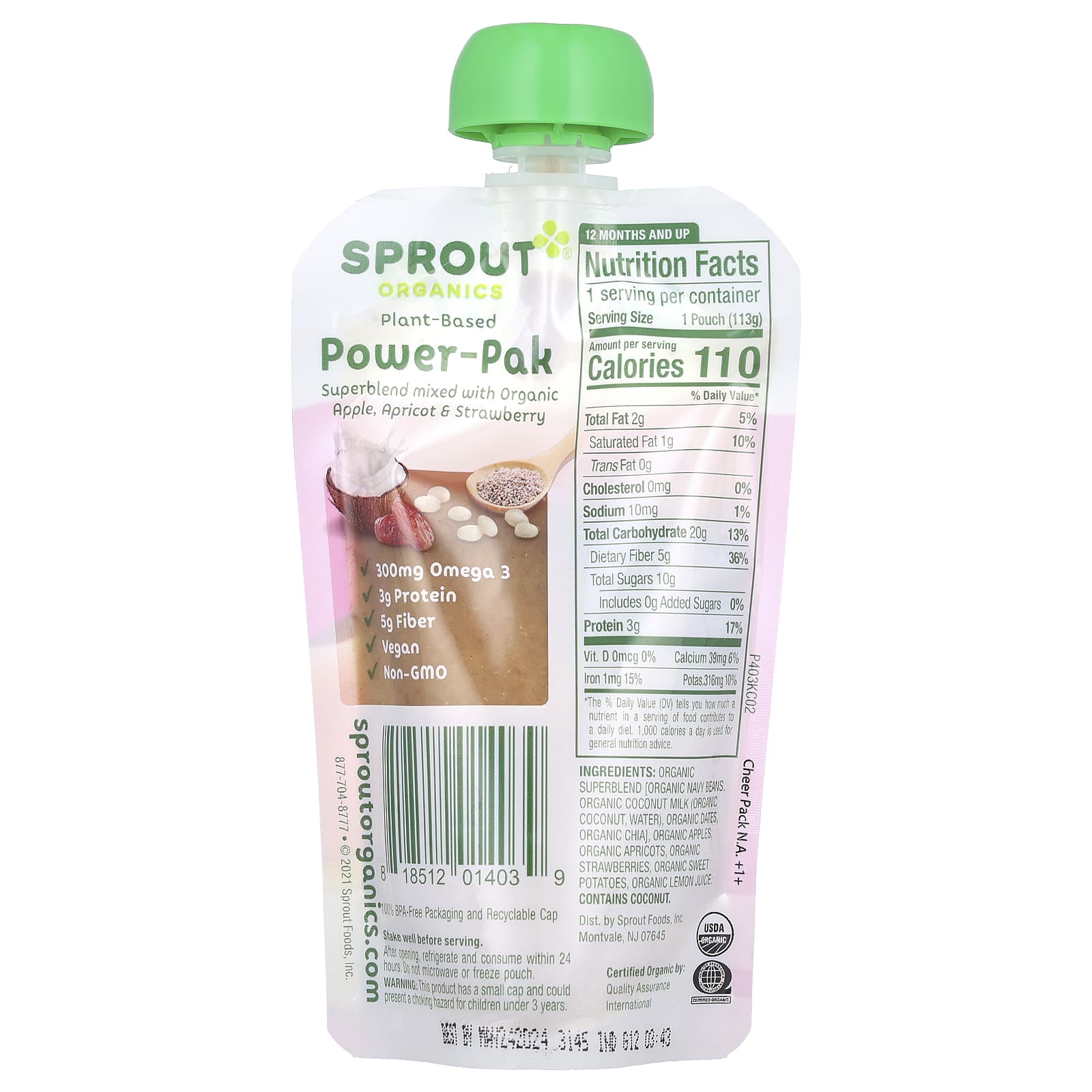 Sprout Organics, Power Pak, 12 Months & Up, Apple, Apricot & Strawberry ...