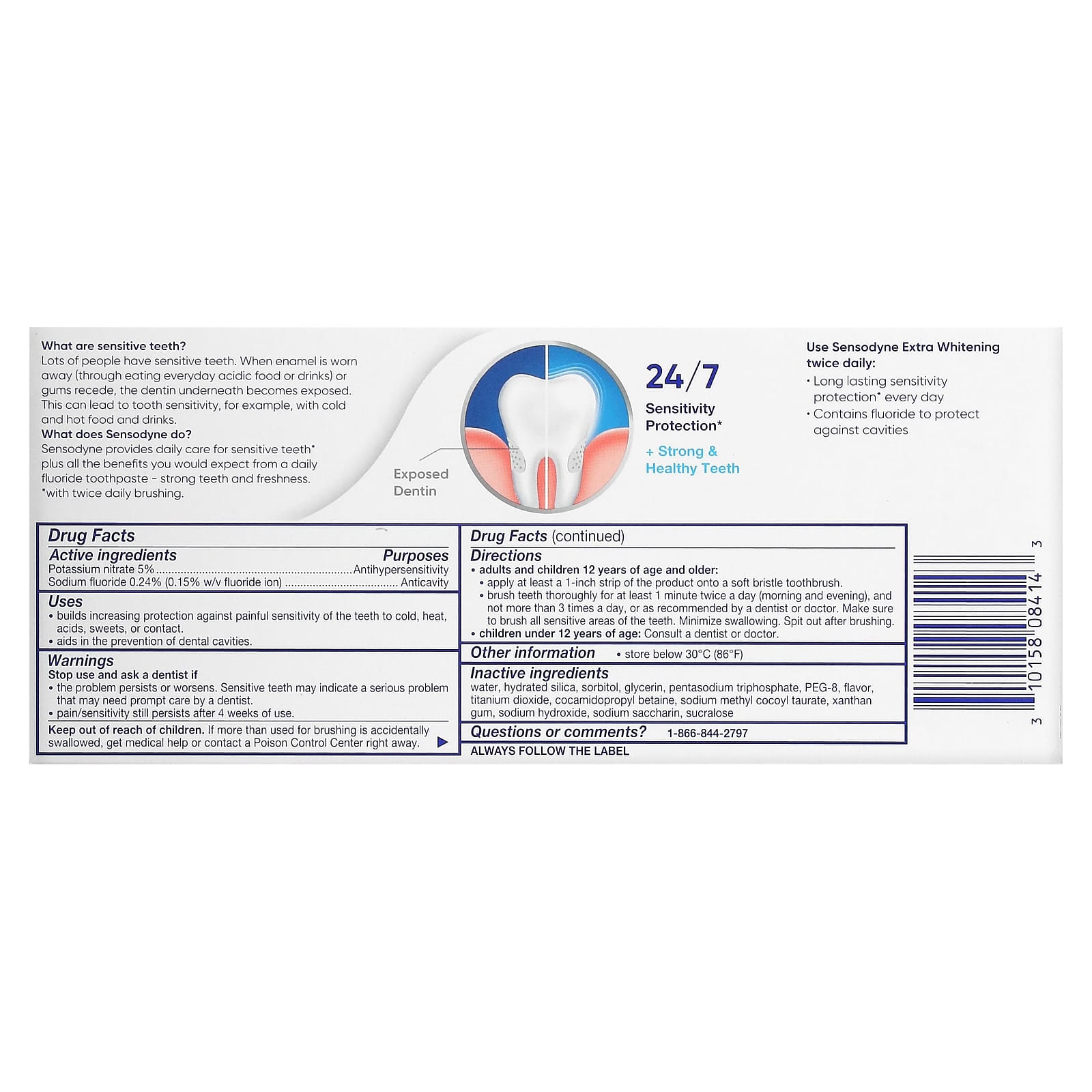 Sensodyne, Extra Whitening Toothpaste, Twin Pack, 2 Tubes, 4 oz (113 g ...