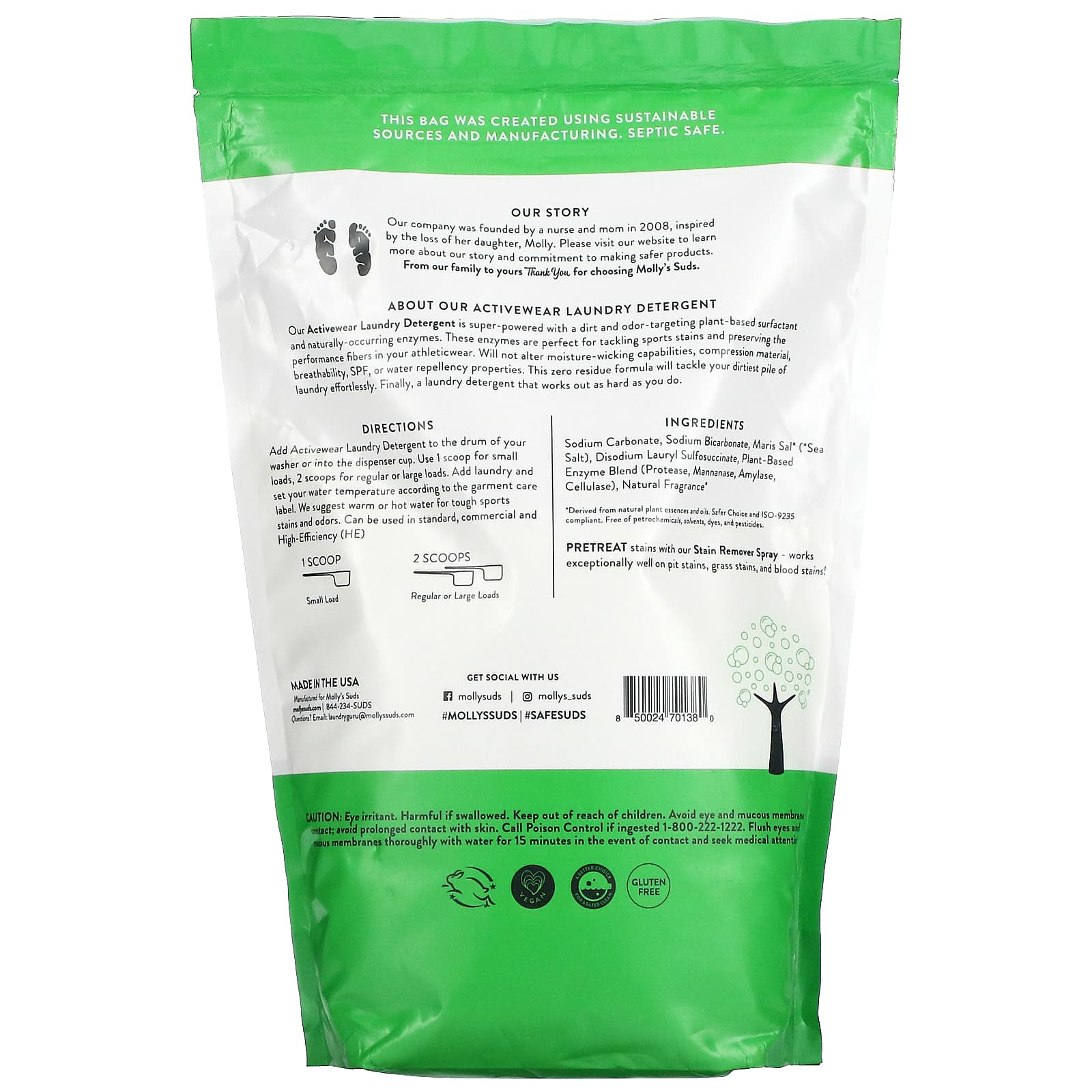 Molly's Suds, Activewear Laundry Detergent, 60 oz