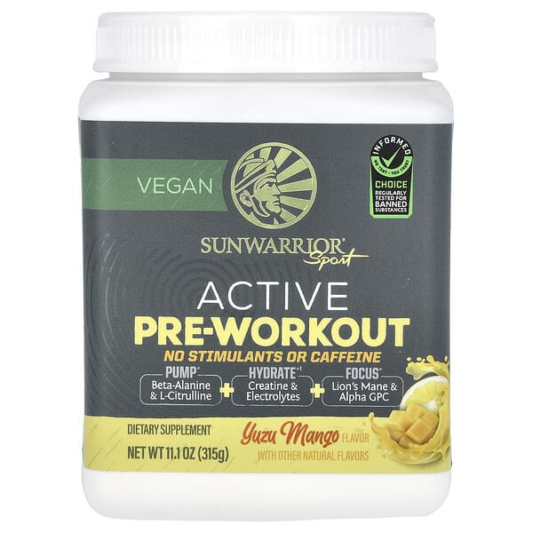 Sunwarrior, Sport, Active Pre-Workout, No Stimulants or Caffeine, Yuzu Mango, 11.1 oz (315 g)