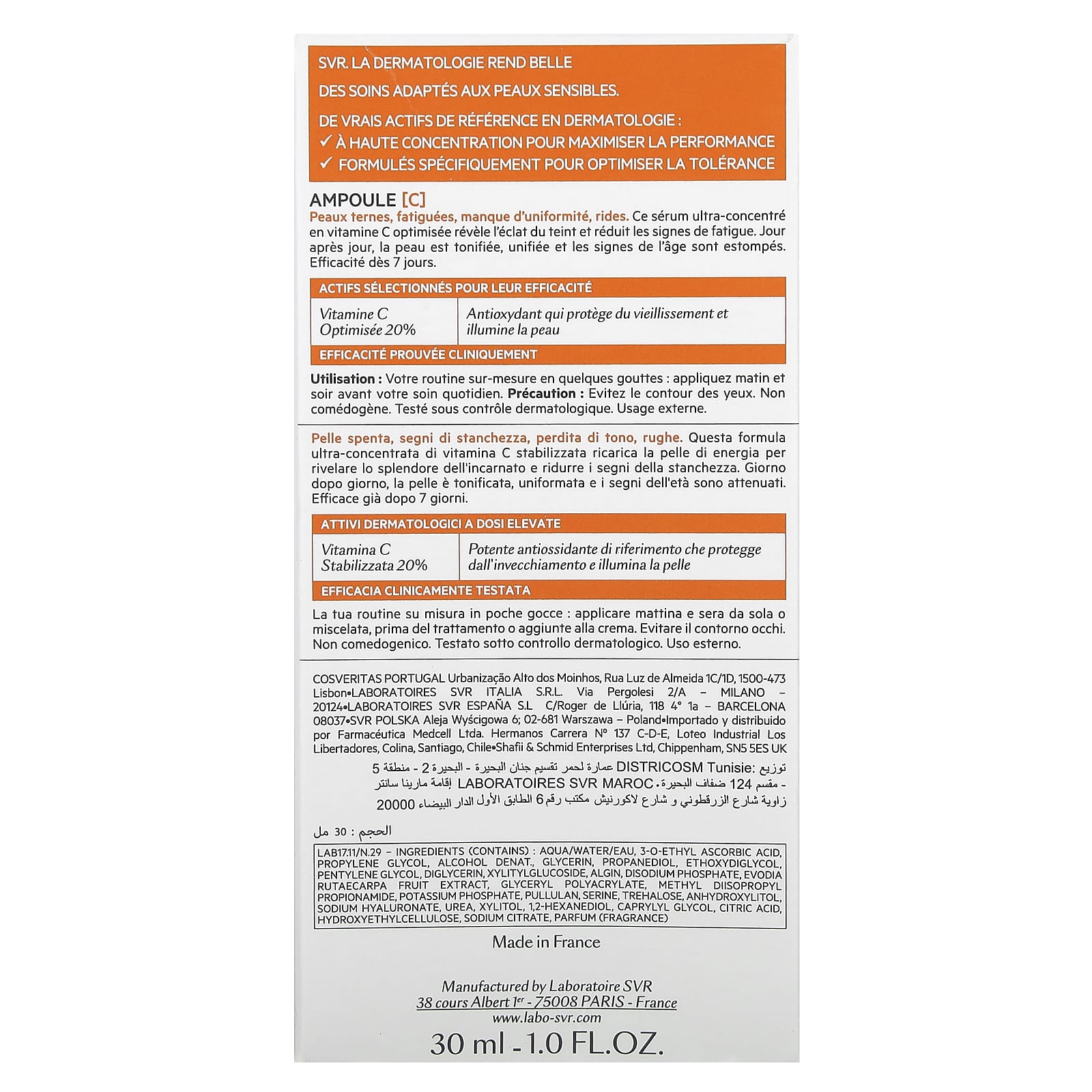 SVR, [C], Ampolla antioxidante, 30 ml (1 oz. líq.)