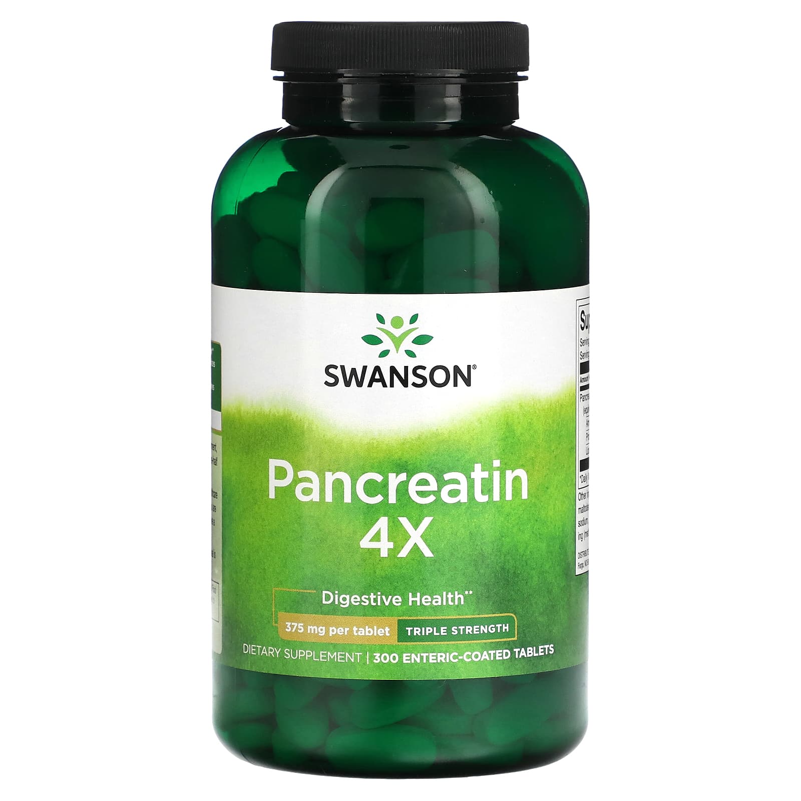 Swanson, Pancreatina 4X, Triple concentración, 375 mg, 300 comprimidos ...