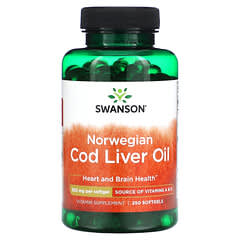 Swanson, Norwegian Cod Liver Oil, 350 mg, 250 Softgels