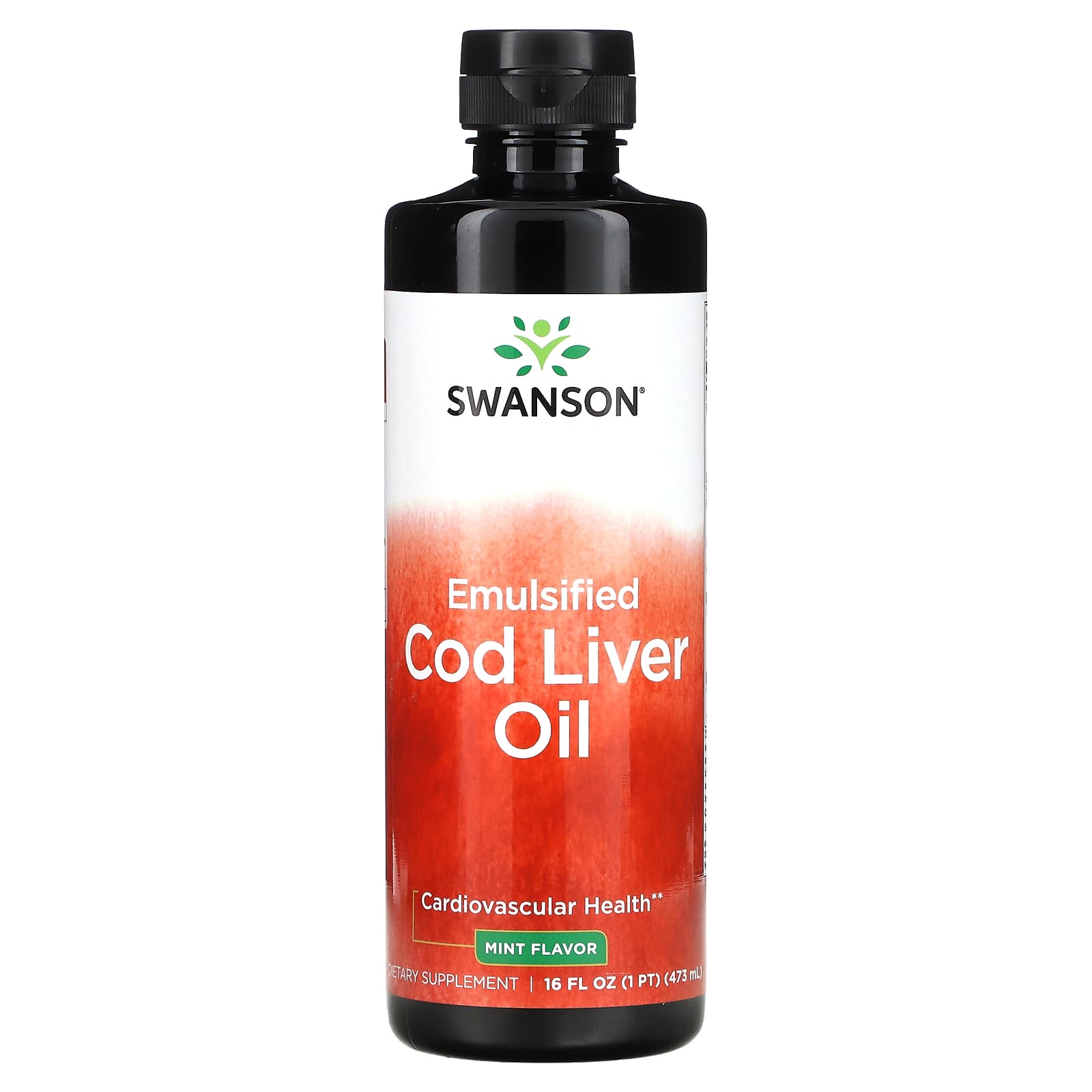 Swanson, Emulsified Cod Liver Oil, Mint, 16 fl oz (473 ml)