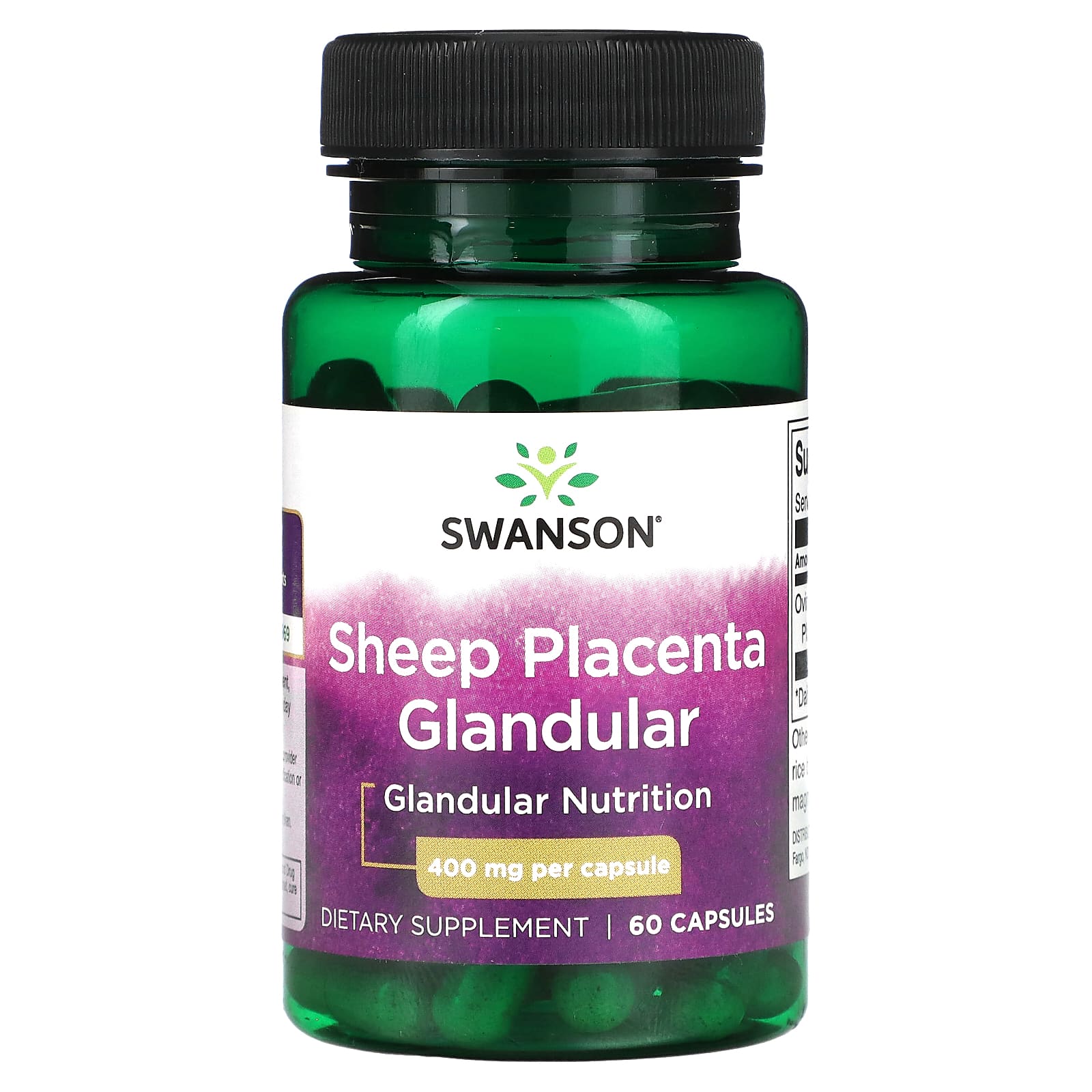 Swanson, Sheep Placenta Glandular, 400 mg, 60 Capsules