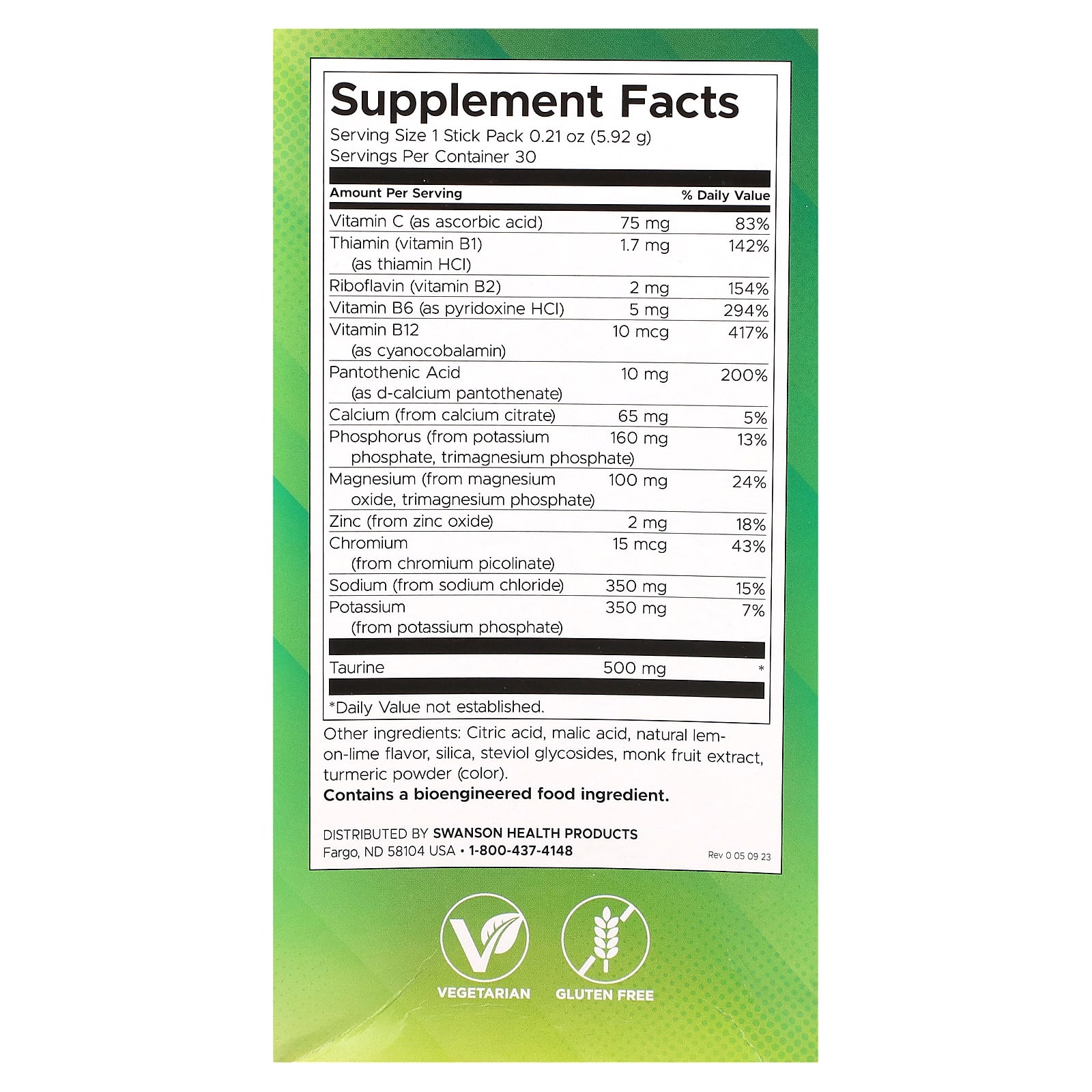 Swanson, Simply Hydrate, Electrolyte Hydration Mix, Lemon-Lime, 30 Stick Packs, 0.21 oz (5.92 g ...