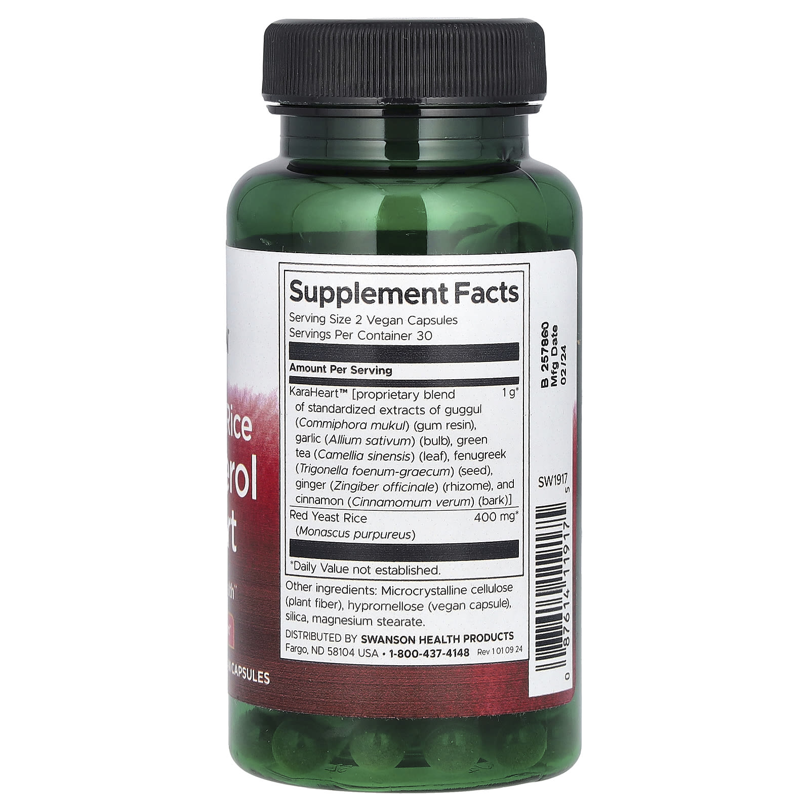 Swanson, Red Yeast Rice Cholesterol Support, 60 Vegan Capsules