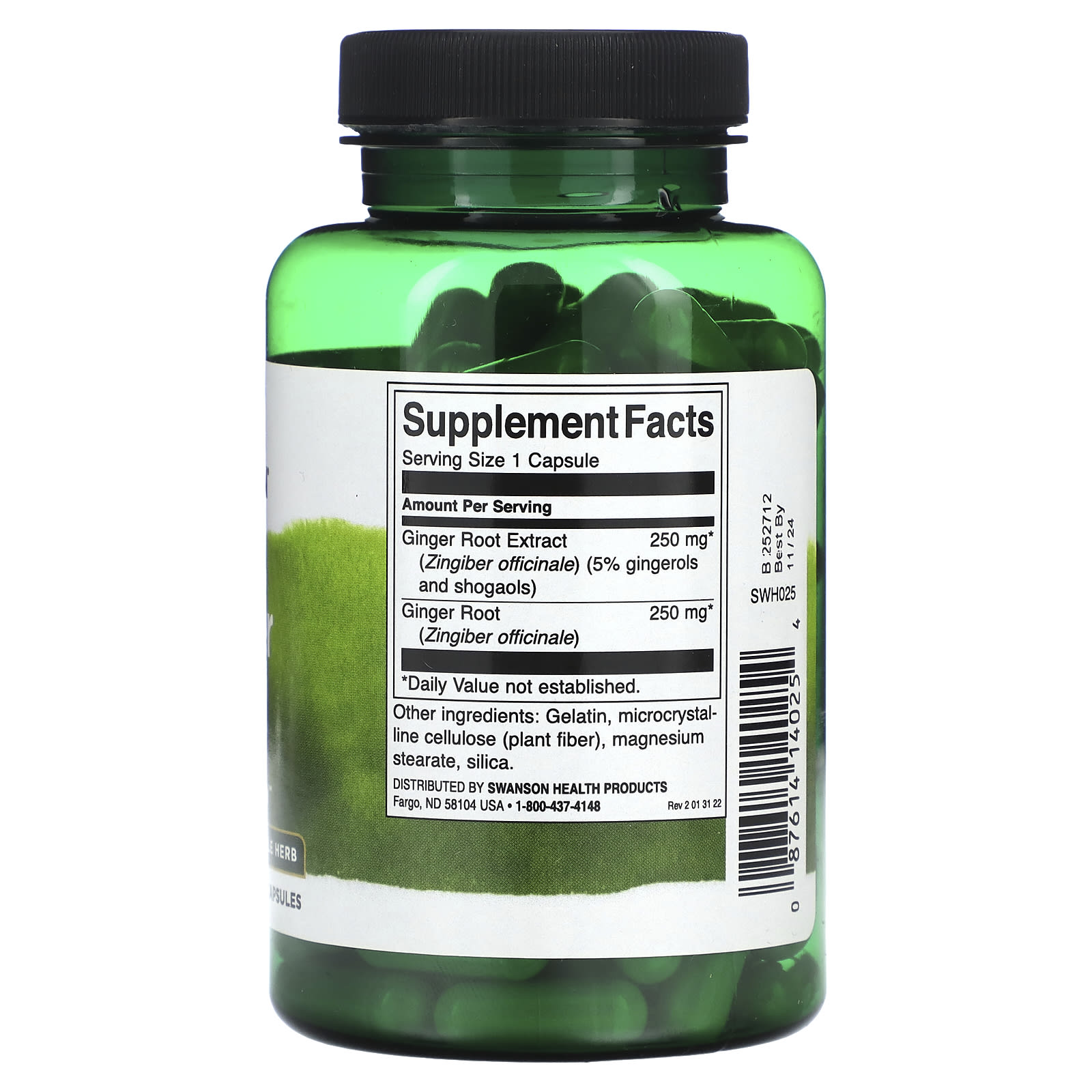 Swanson, Ginger Root, Standardized and Whole Herb, 120 Capsules