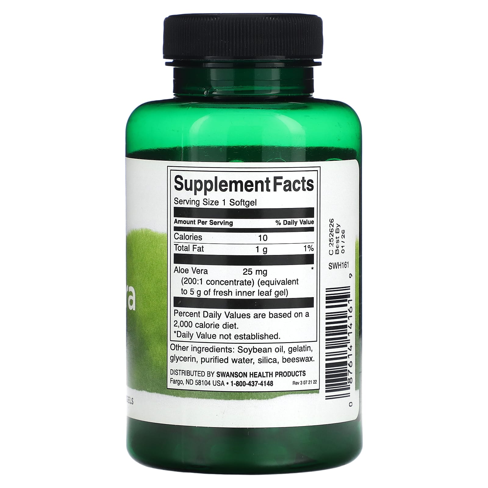 Swanson Aloe Vera 25 Mg 100 Softgels