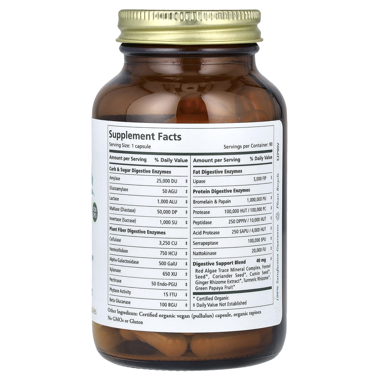 Pure Synergy, 효소 파워, 풀 스펙트럼 소화 지원, 90 캡슐