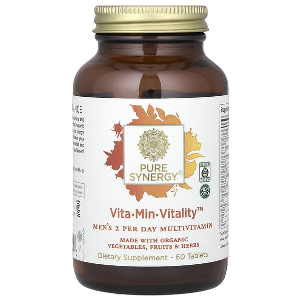 Pure Synergy, Vita-Min-Vitality, Men's 2 Per Day Multivitamin, 60 Tablets