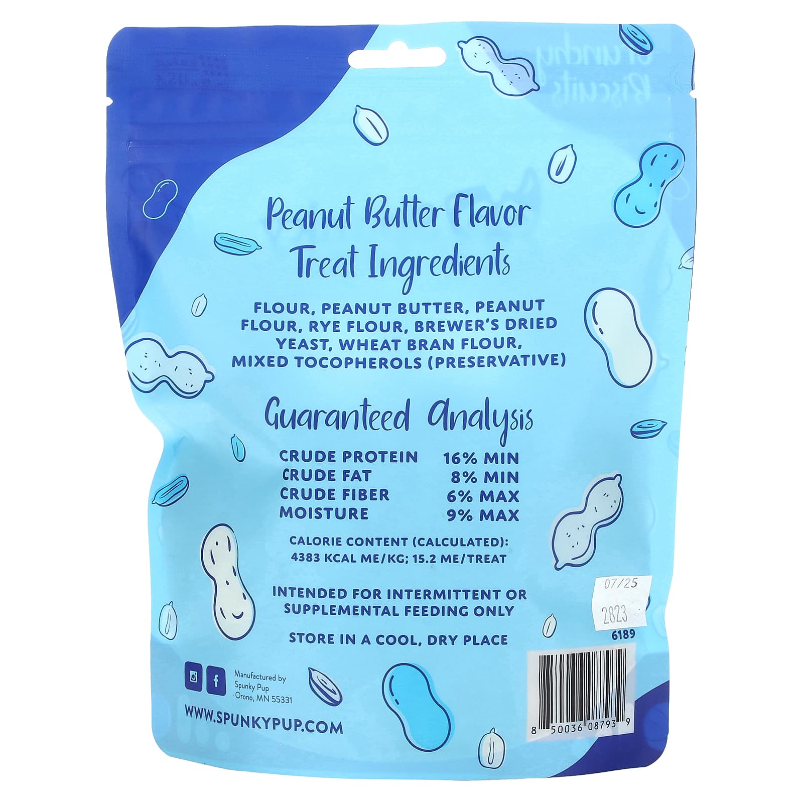 Spunky Pup, 100% 천연 도그 트리츠, 크런치 비스킷, 피넛 버터 크런치, 283g(10oz)